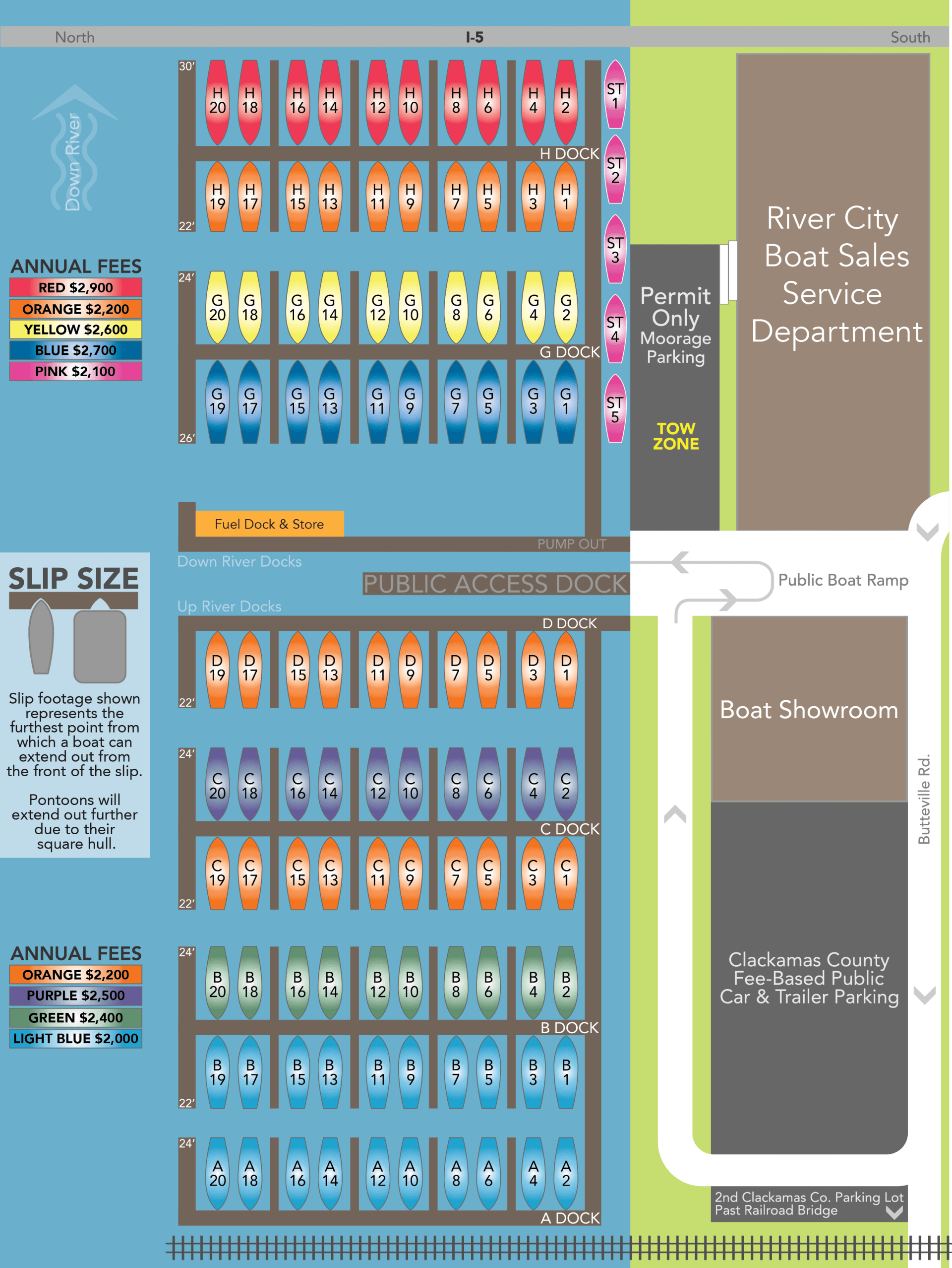In-Water Slip Map + Prices - Boones Ferry Marina