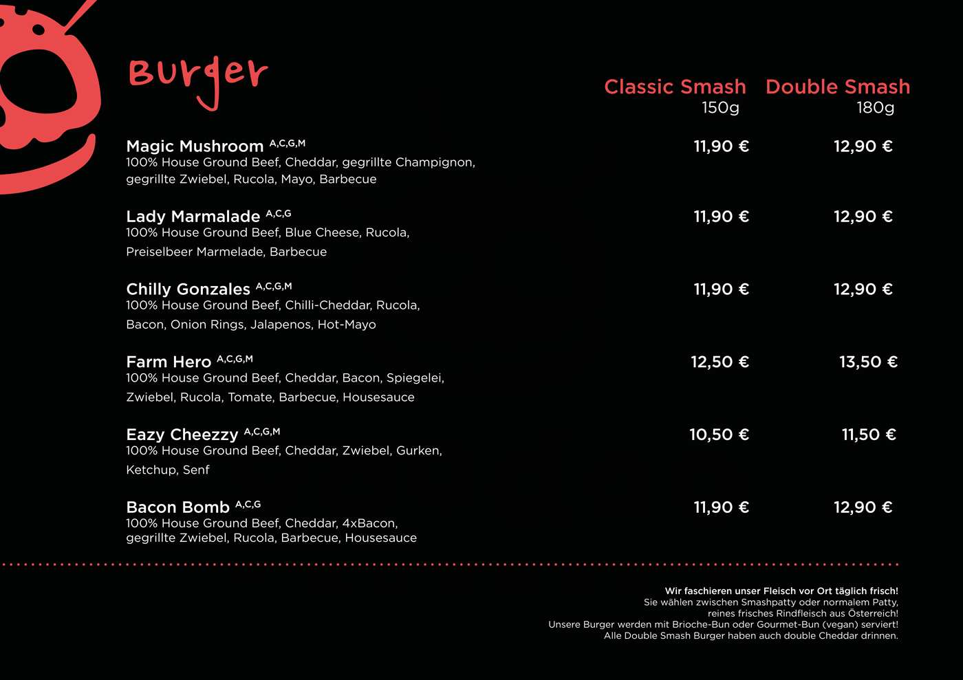 Voodoo Burger Speisekarte | Wien und Traiskirchen