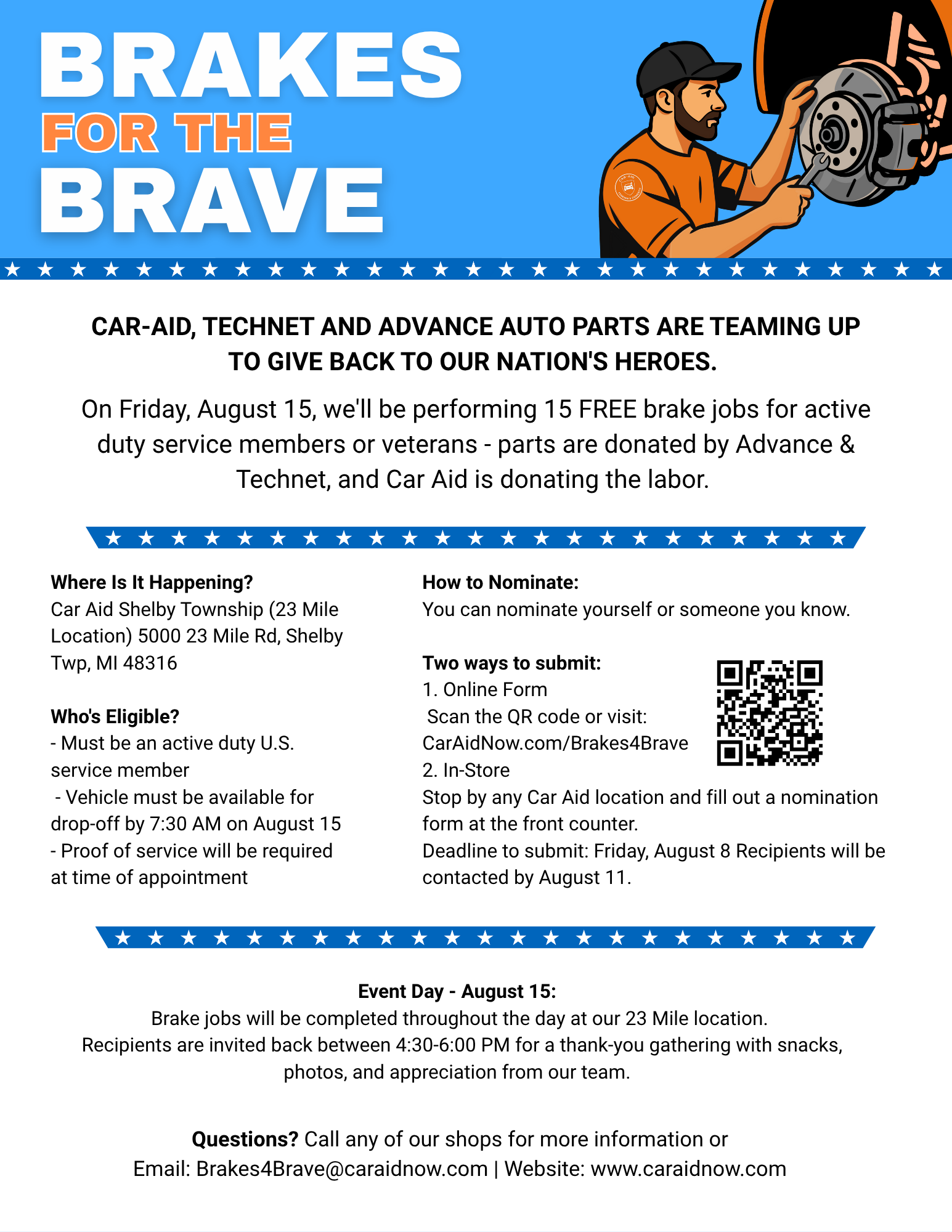 Brakes for the Brave | Car Aid Community Program