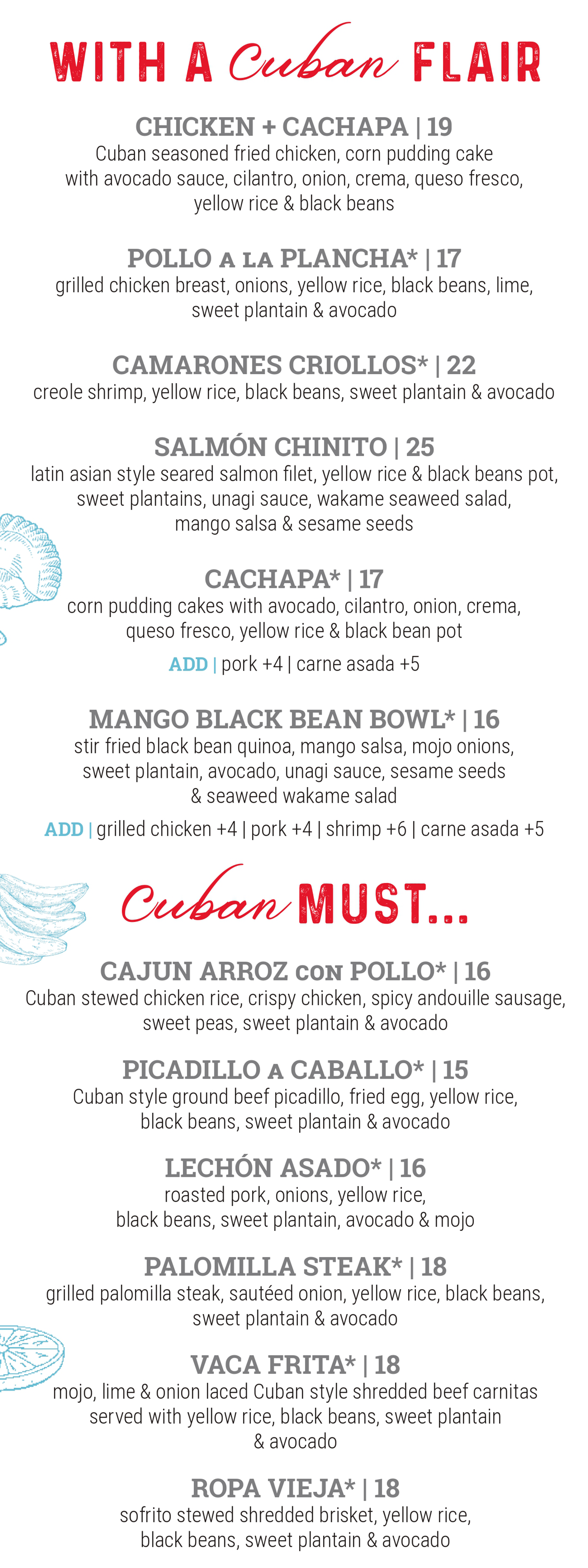 Menu | Clayton, GA | Hush Cuban Kitchen & Bar