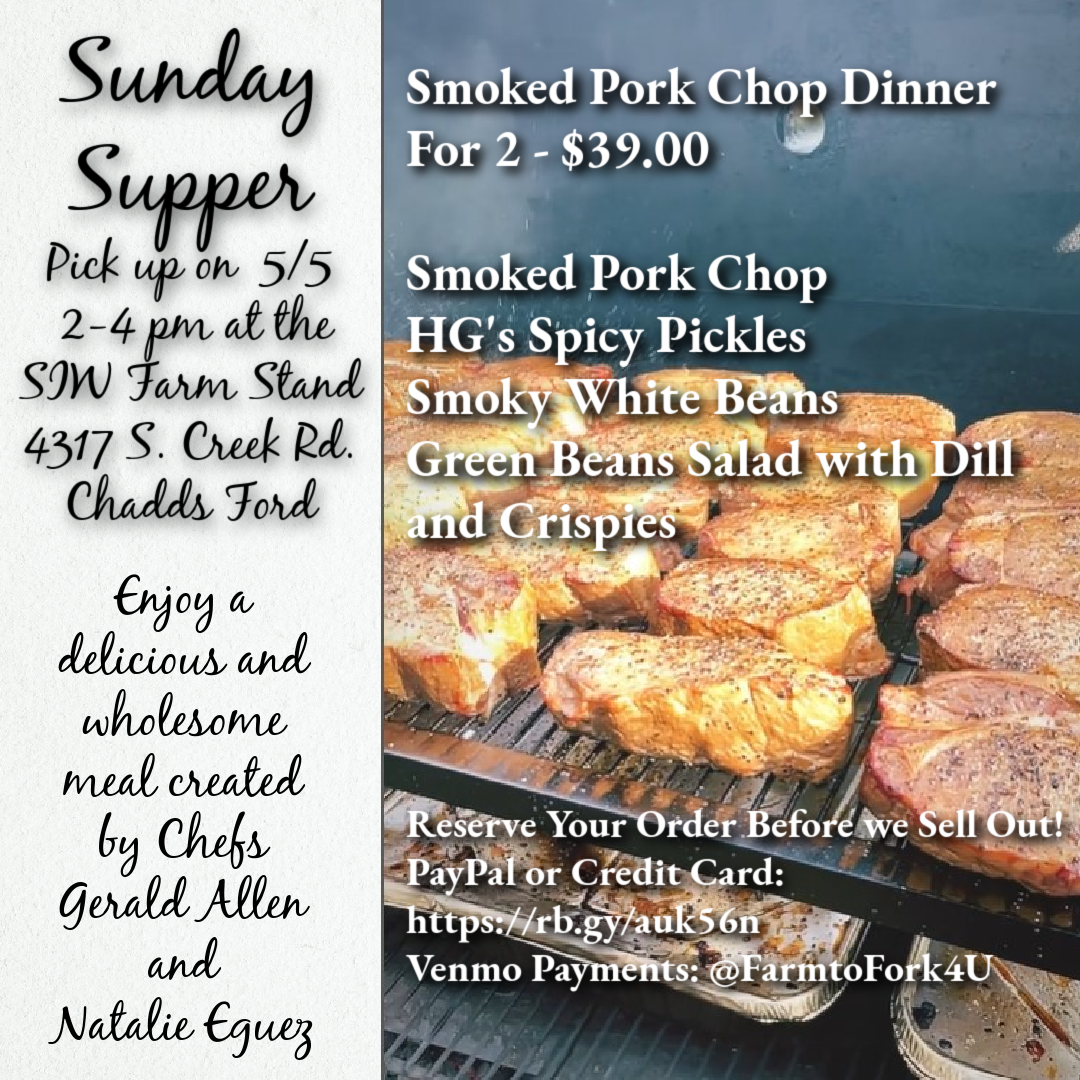 Order Your Smoked Pork Chop Dinner Today for Sunday Pick Up
