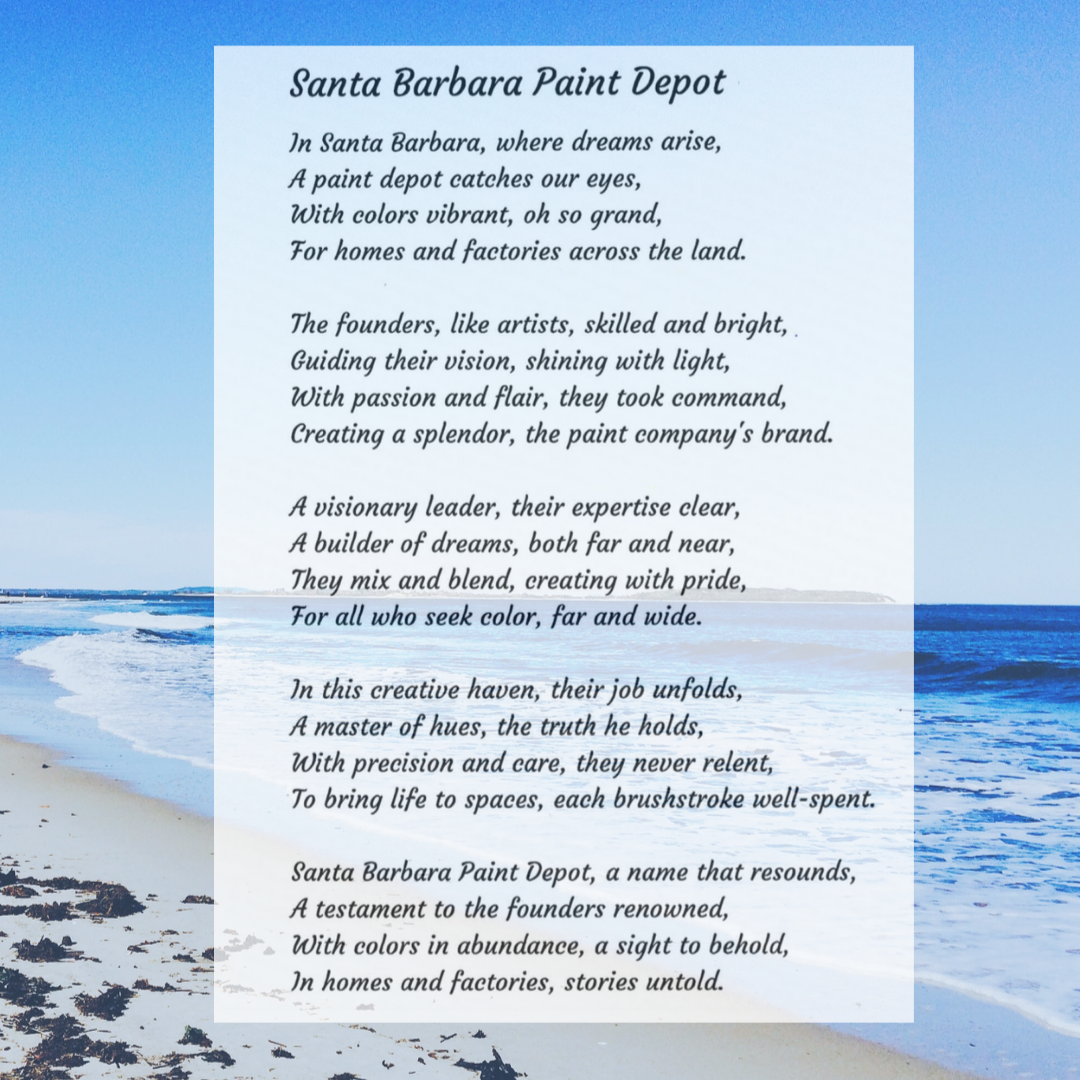 Poem About Santa Barbara Paint Depot