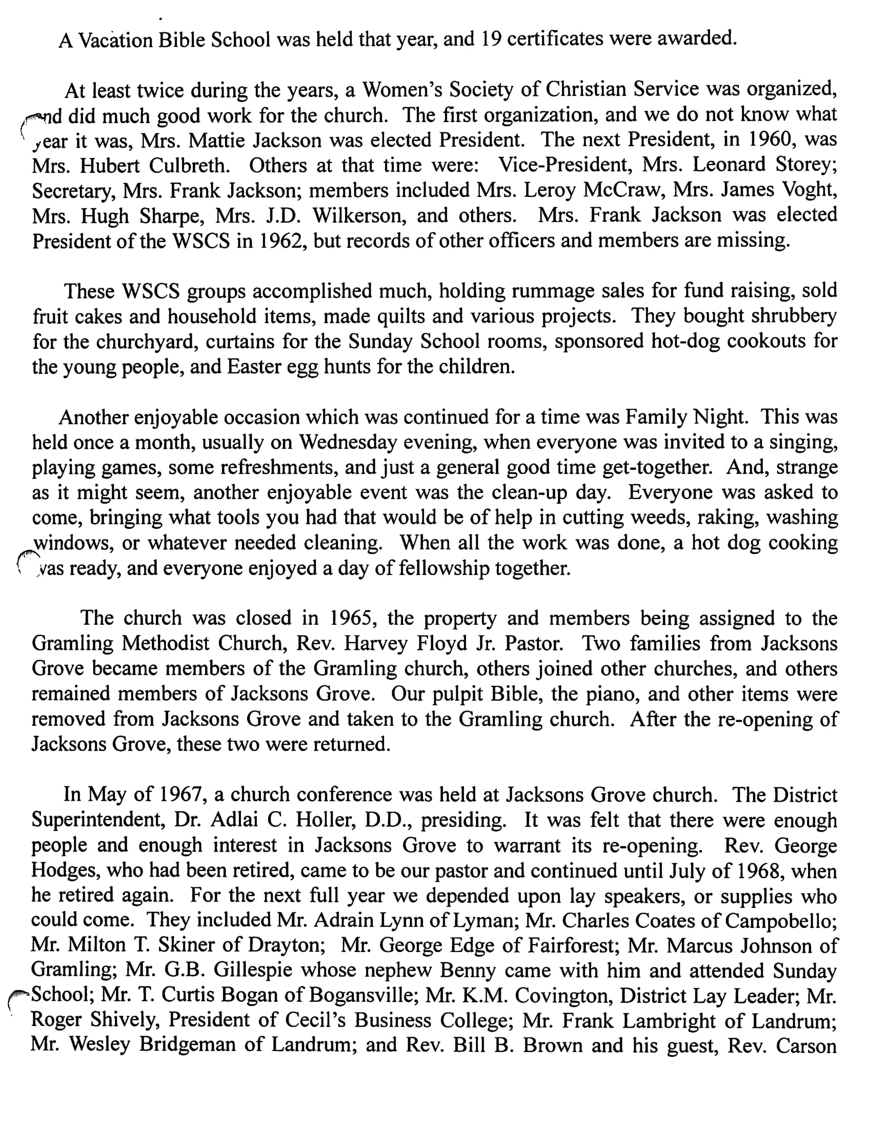 Jacksons Grove Story