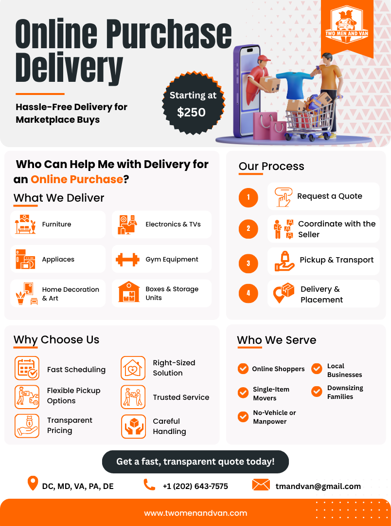 Online Purchase Delivery in Washington, DC | Two Men and Van