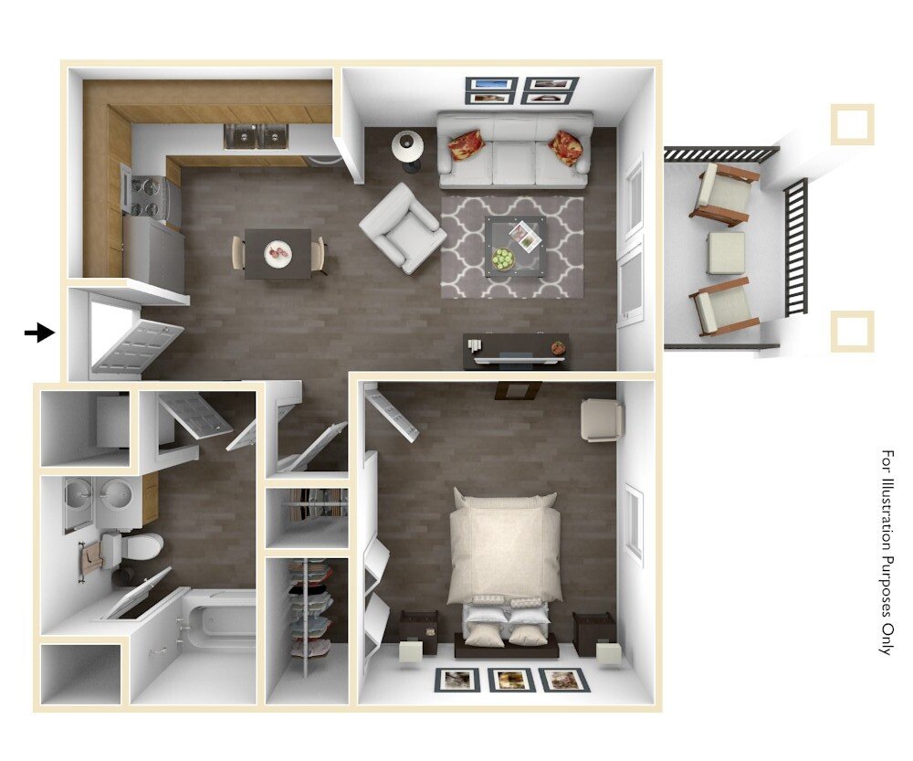 1 bedroom apt Floor Plan | Wessex Apartments | Ames, Iowa