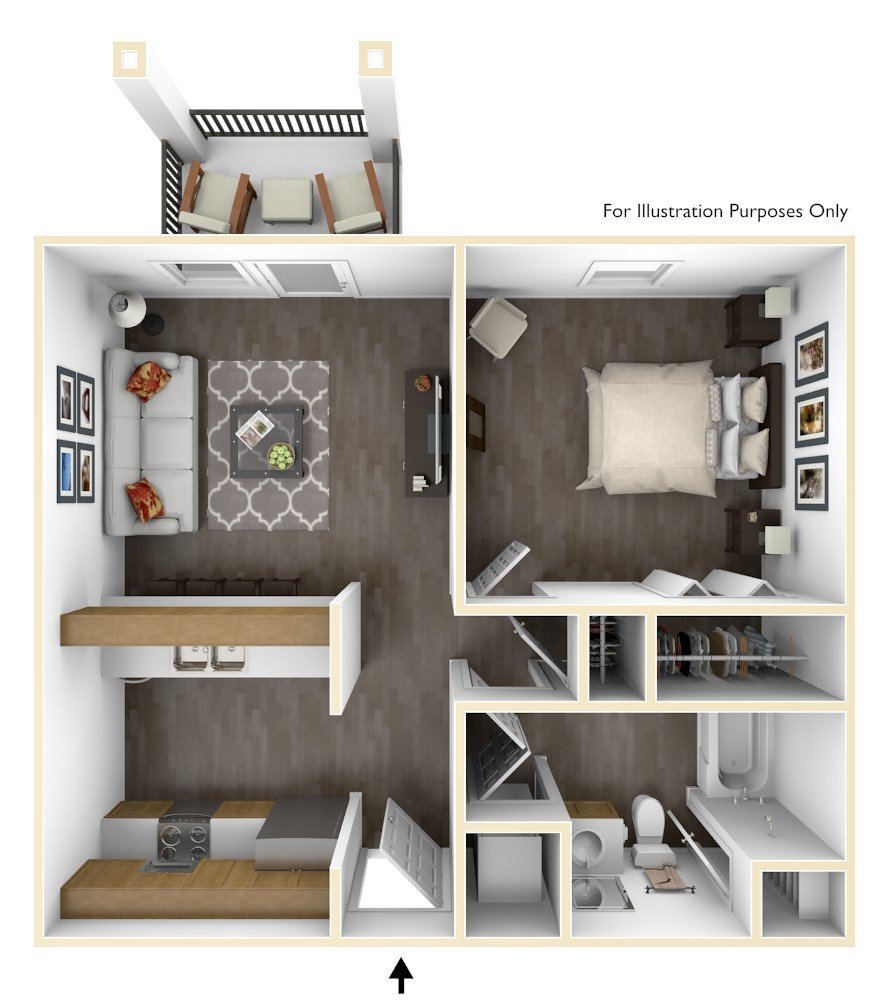 1 bedroom apt Floor Plan | Wessex Apartments | Ames, Iowa