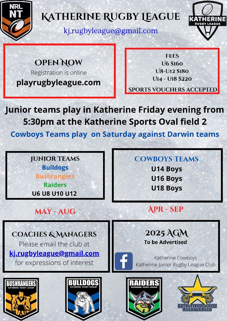 Katherine Junior Rugby League Registrations NOW OPEN