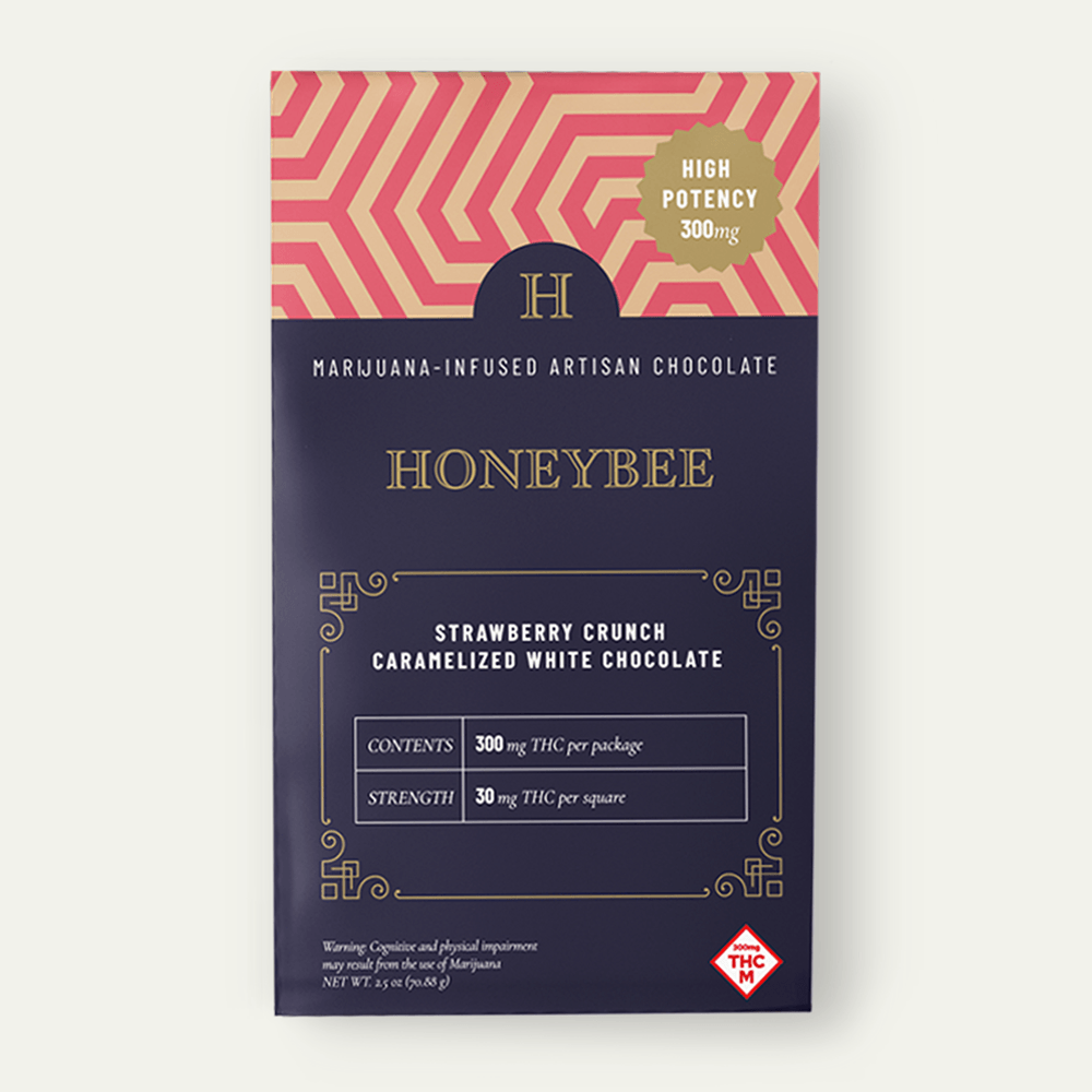 High Potency Strawberry Crunch Chocolate | Honeybee Cannabis Edibles