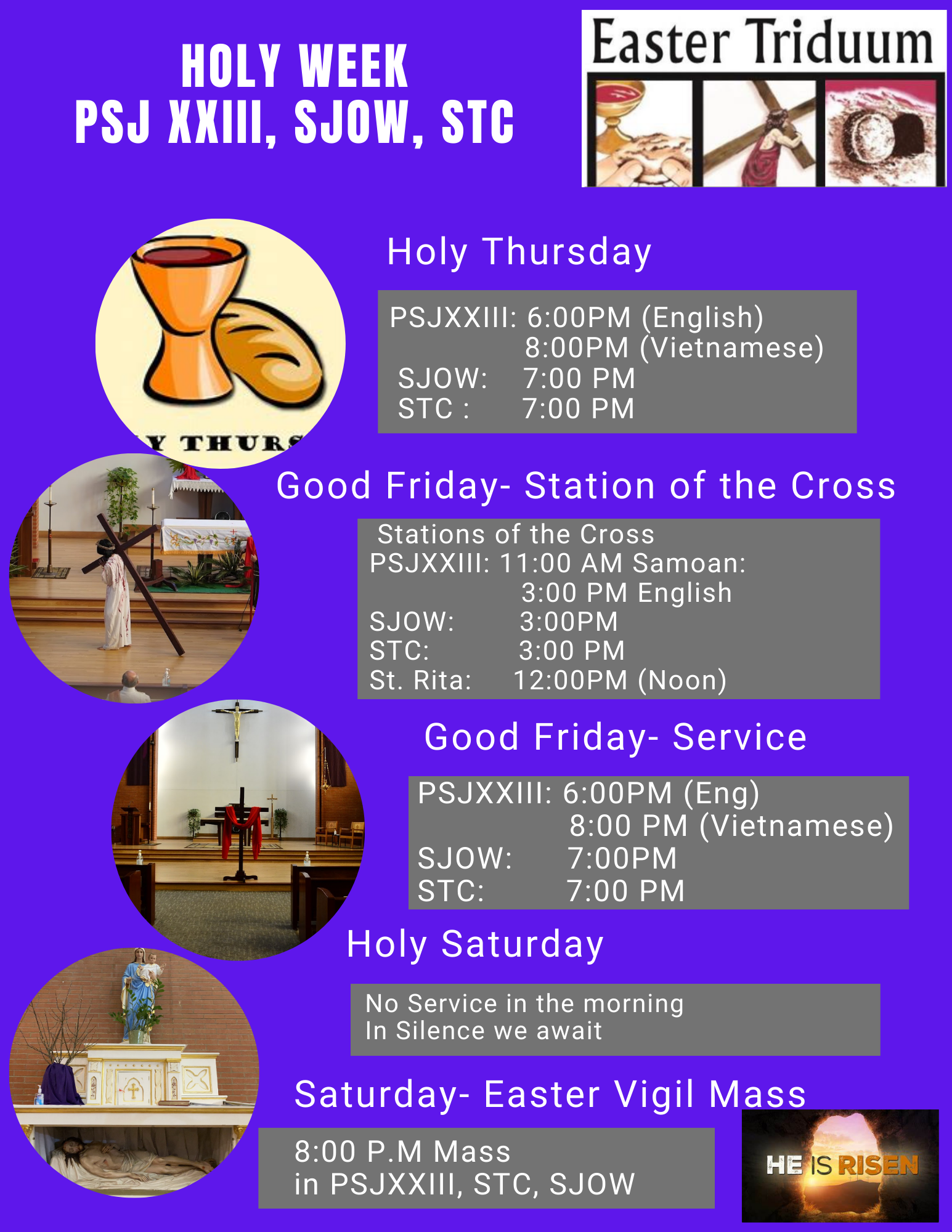 Holy Week Schedule 2024