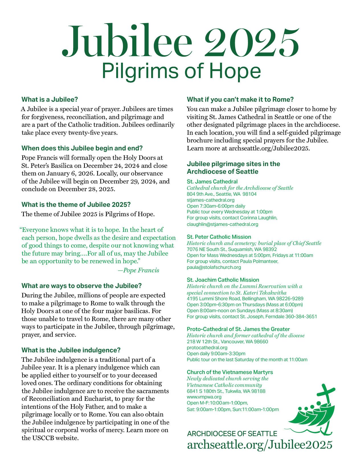 Jubilee 2025 - Pilgrims of Hope