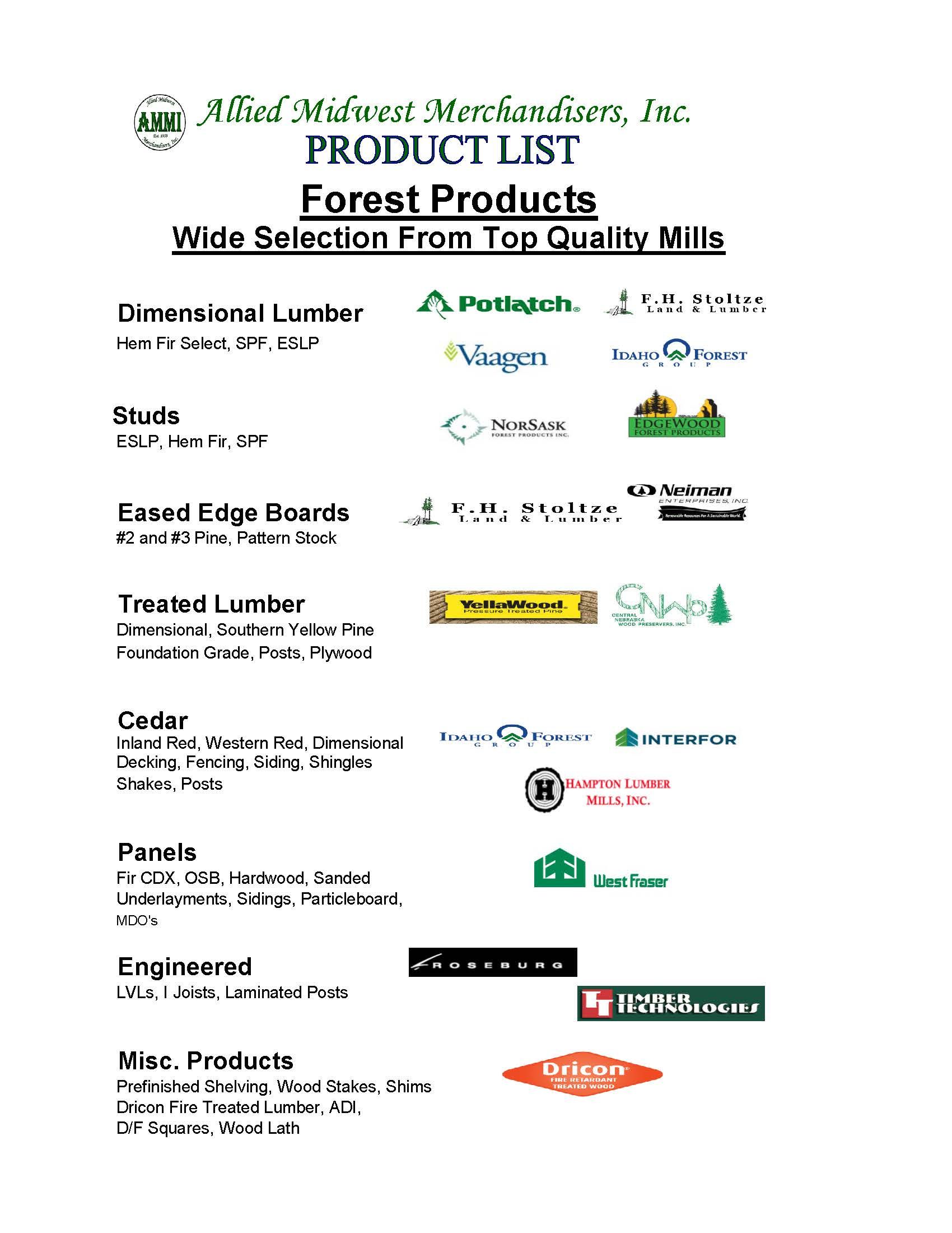 Allied Midwest Merchandisers Inc. - Products Carried