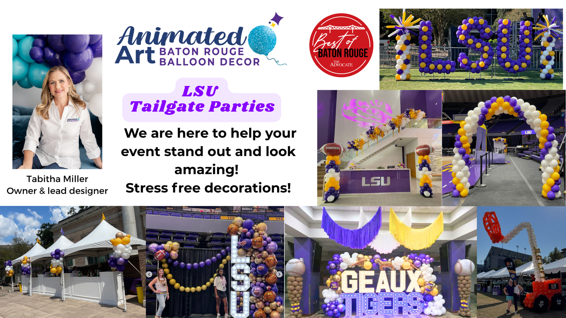 Let Animated Art Balloon Decor turn your LSU Tailgate tent into the ...