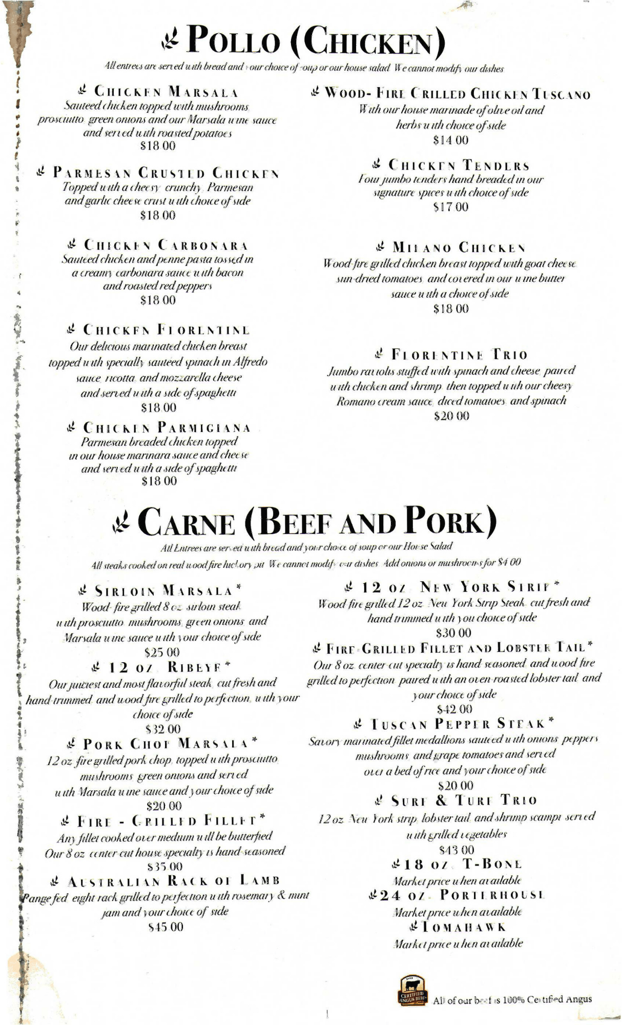 Moustos Pasta & Grill | Italian Restaurant Menu | Union City, TN