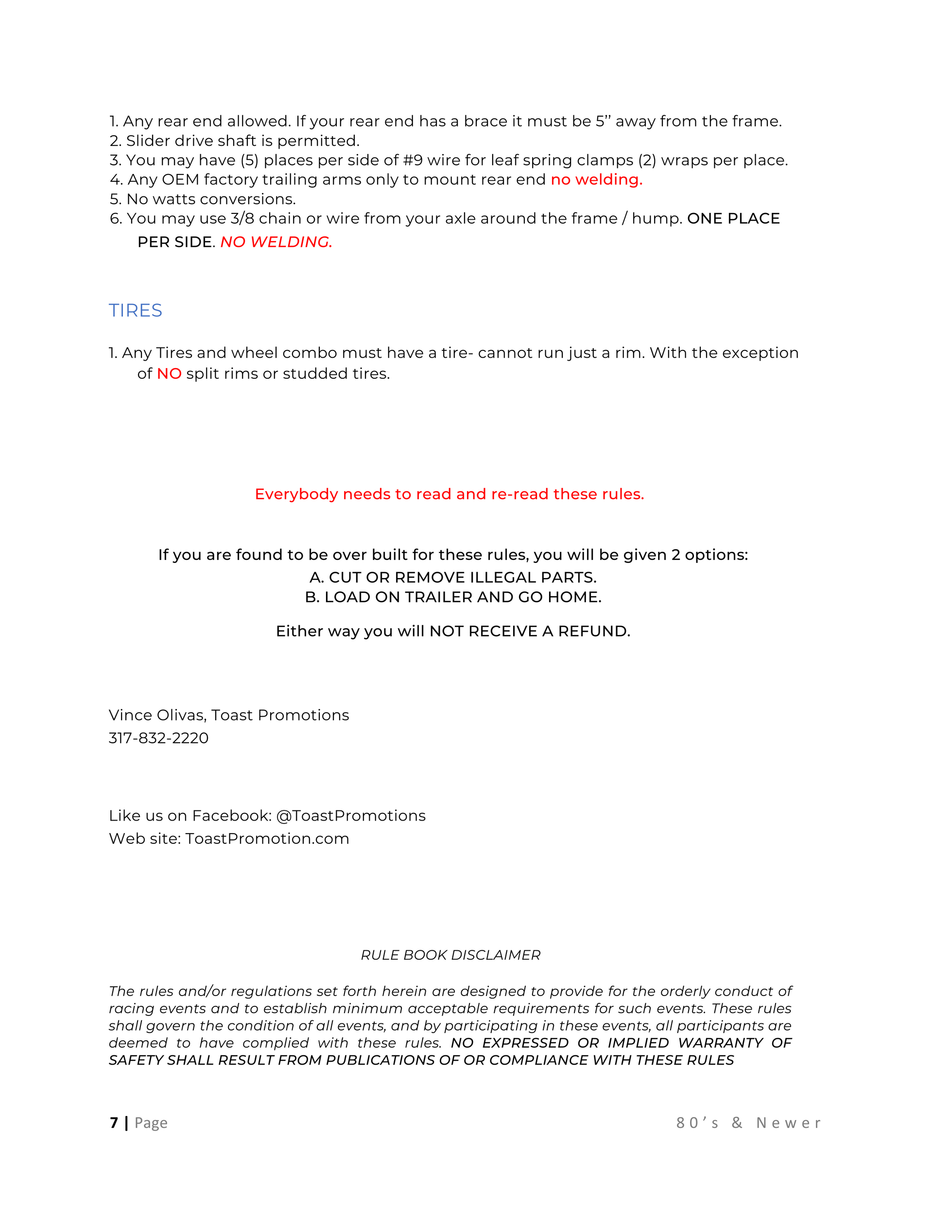 River City Rampage Rules - Toast Promotions