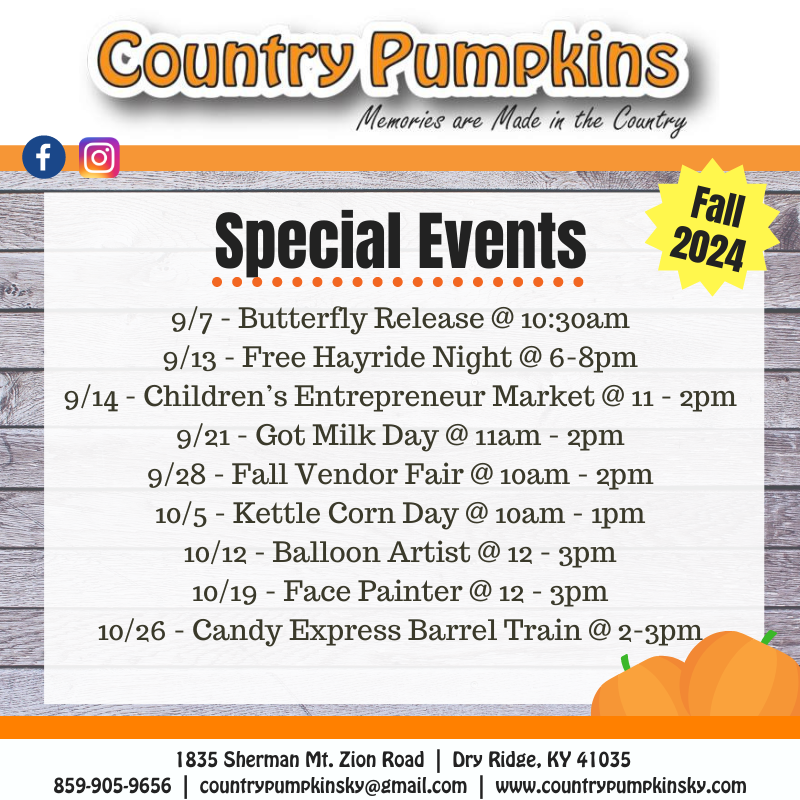 Special Events this Fall!