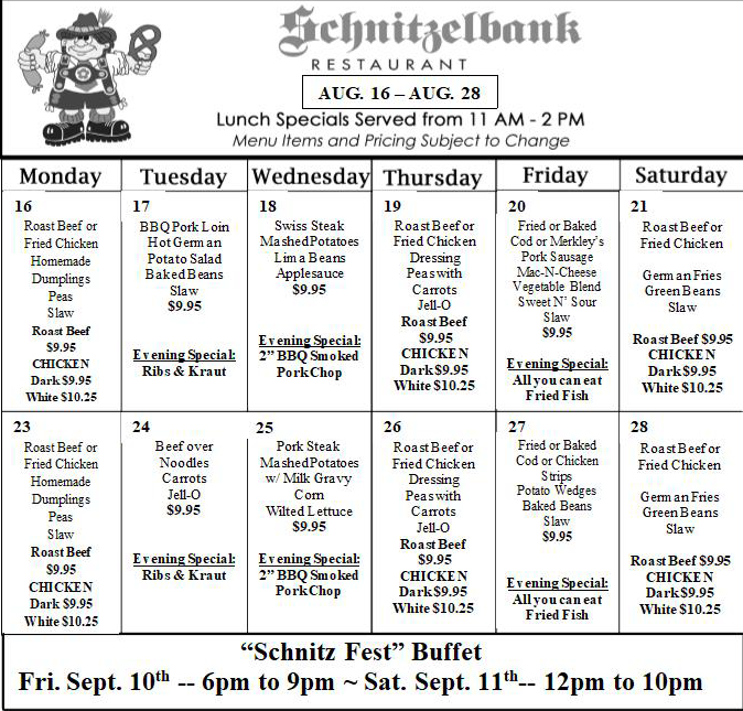 German Food Catering | Jasper, IN | Schnitzelbank Restaurant