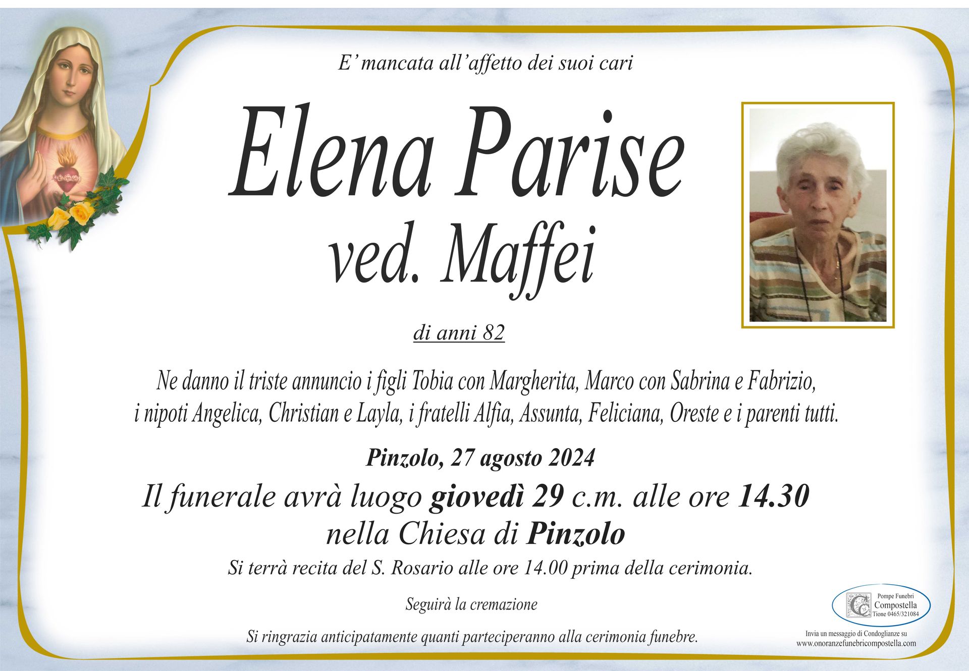 Necrologi a Tione di Trento | Onoranze Funebri Compostella