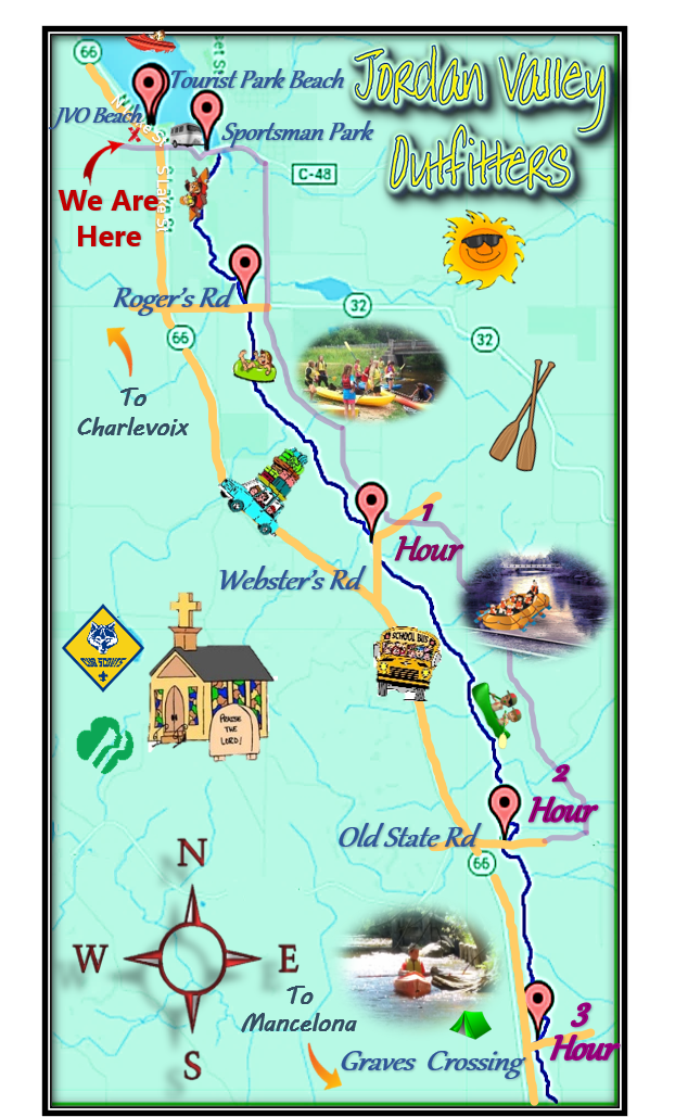 River Map | East Jordan, MI | Jordan Valley Outfitters