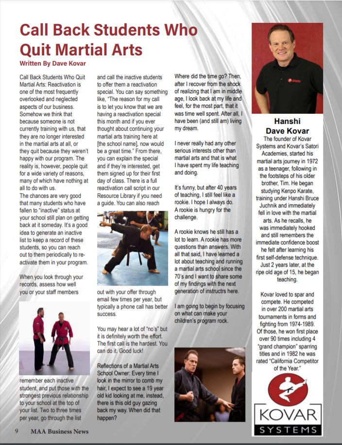 MA Bus News is MAA's Martial Arts Business Magazine