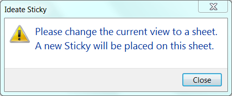 Ideate Sticky error and warning messages | Revit | Excel