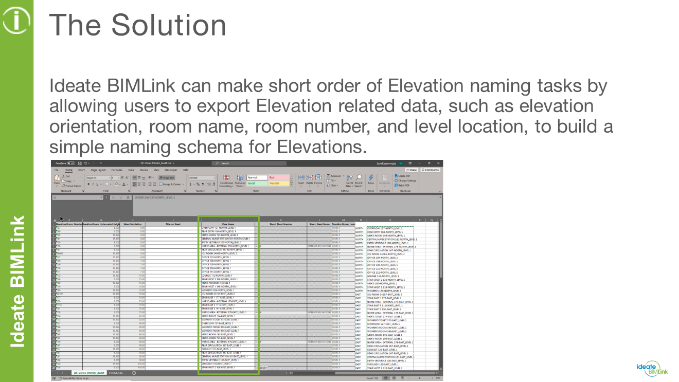 Easy Elevation Naming Management using Ideate BIMLink