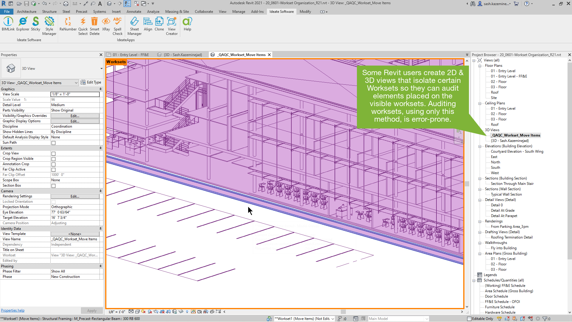 Managing Workset Assignments in Revit Using Ideate BIMLink