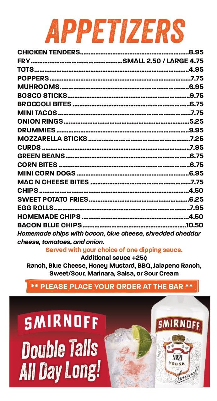 Our Menu | Walworth, WI | Siemers Cruise-In Bar & Grill