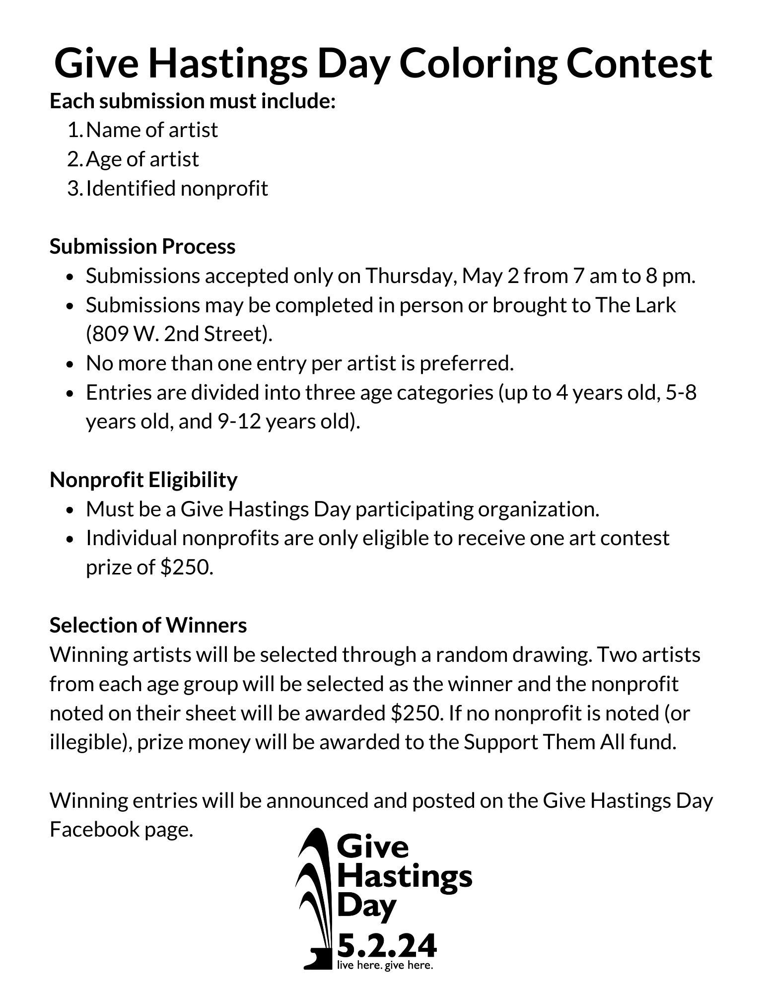 Coloring Contest | Give Hastings Day