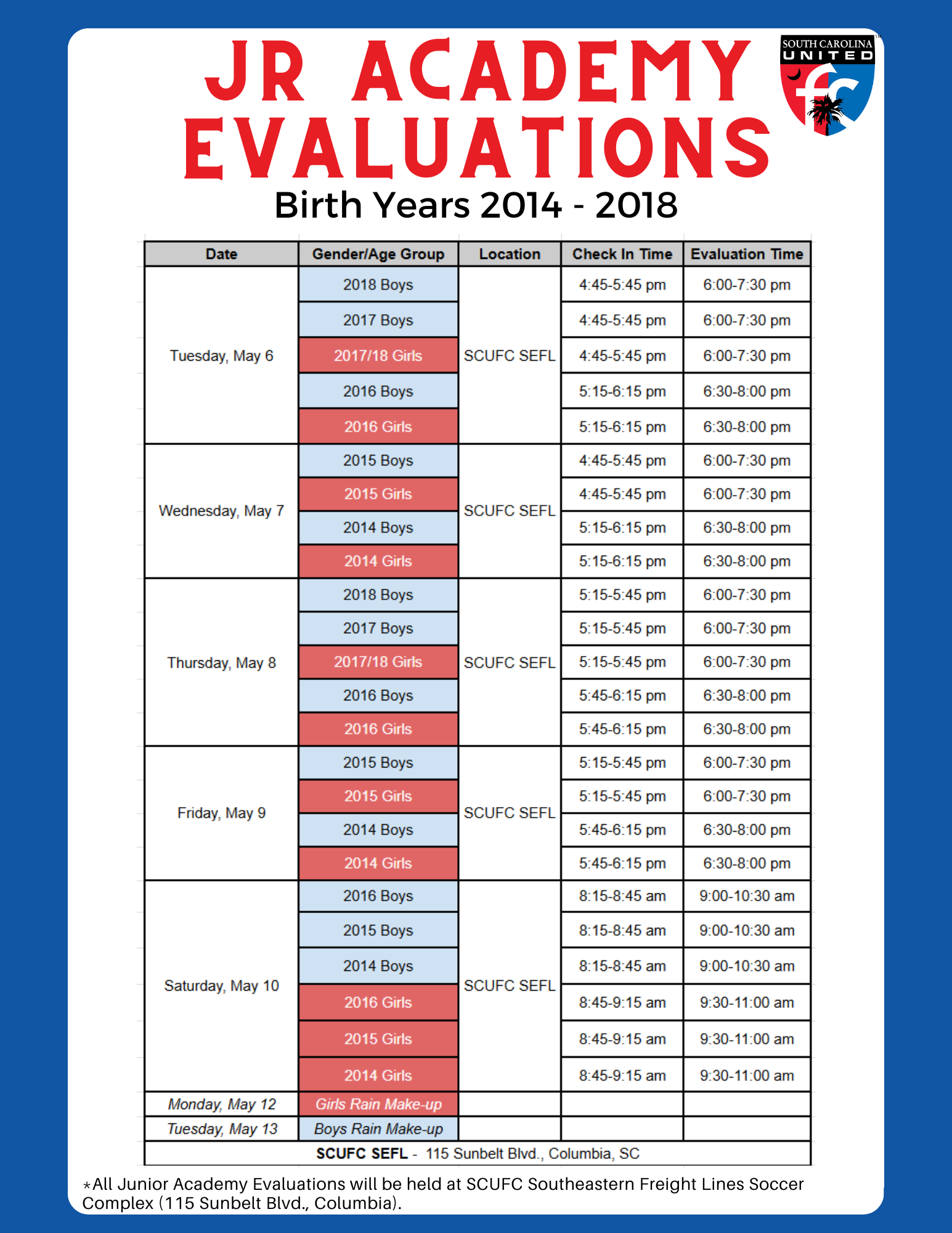 2025-2026 Evaluation Schedules