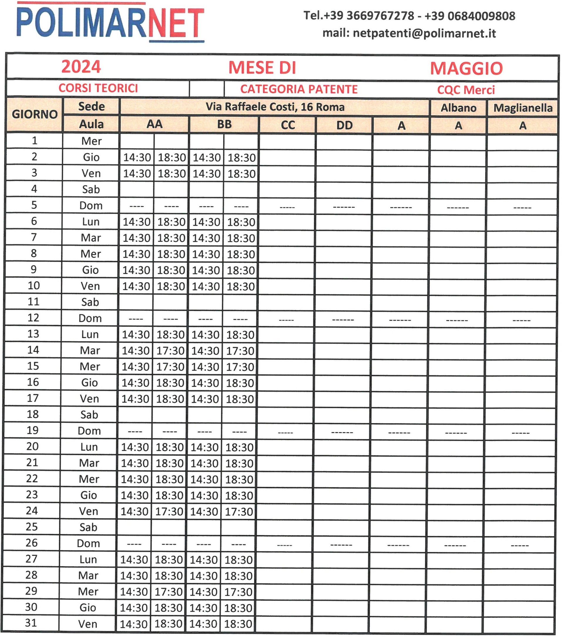 Abilitazione CQC - persone e merci | Roma | Polimarnet