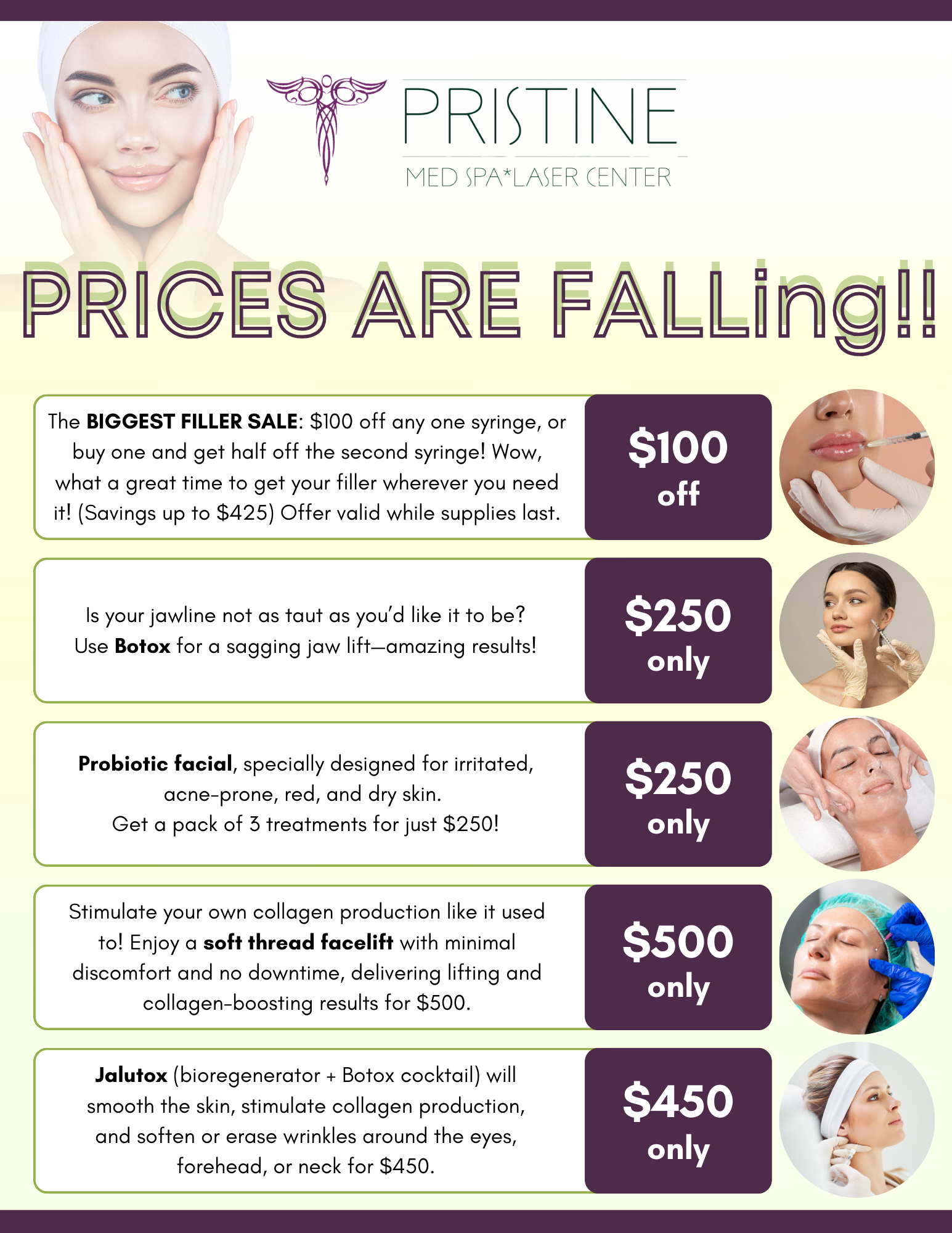 Specials at Pristine Med Spa