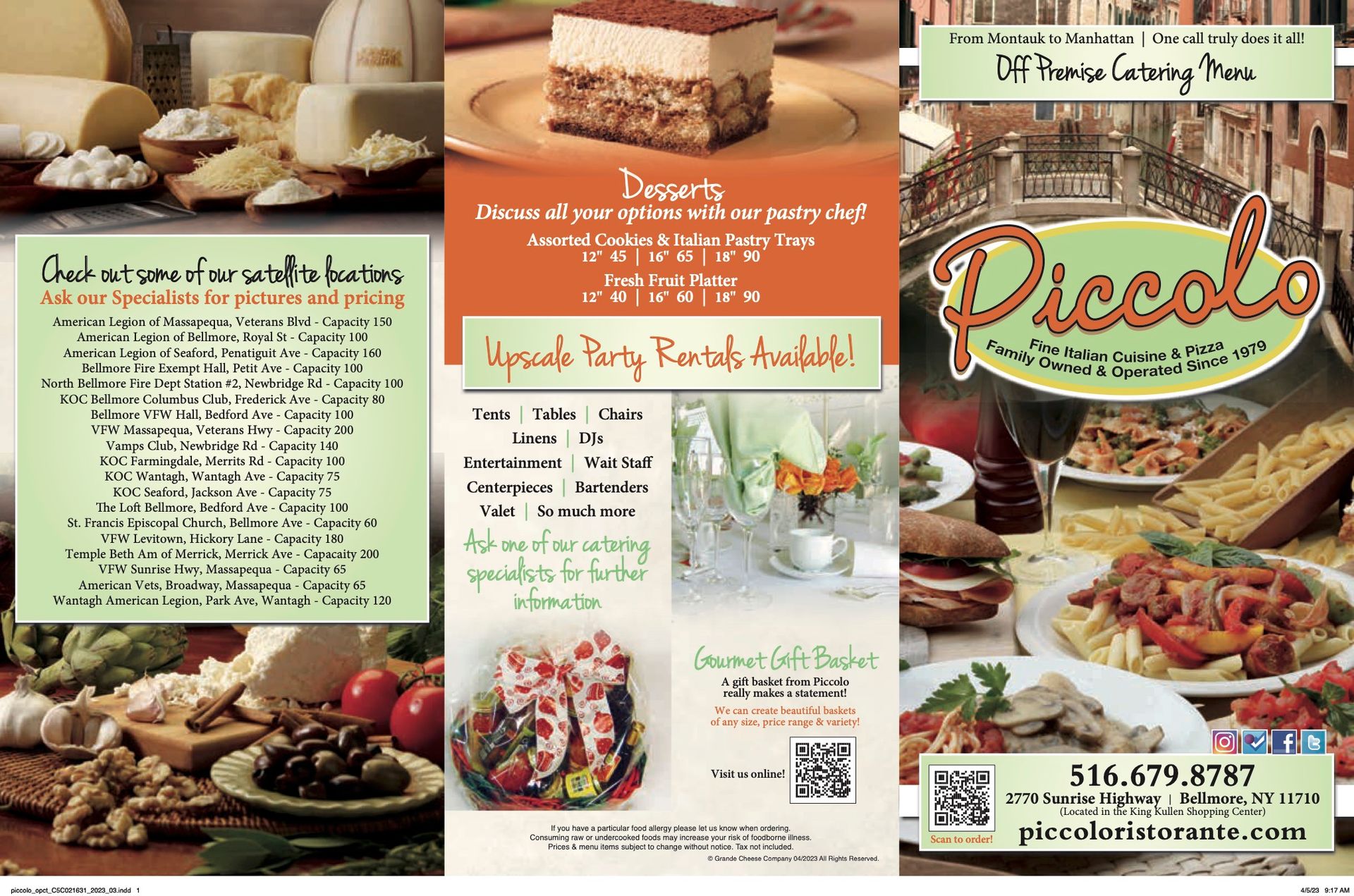Off-Premise Catering - Piccolo Ristorante - Bellmore, NY