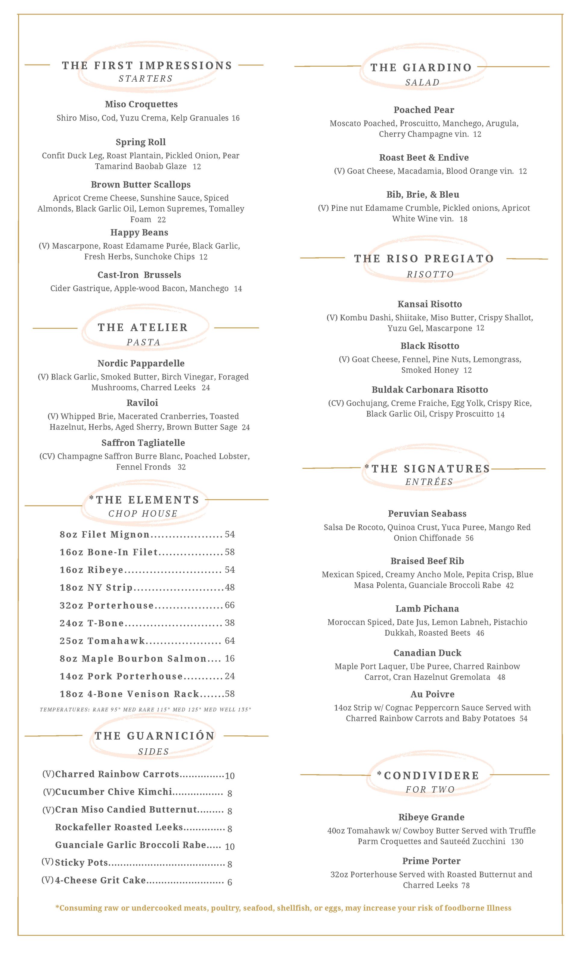 Dinner Menu | Core 450
