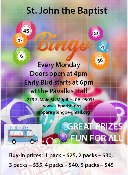 Bingo Night | St. John the Baptist Catholic Church | Milpitas, CA