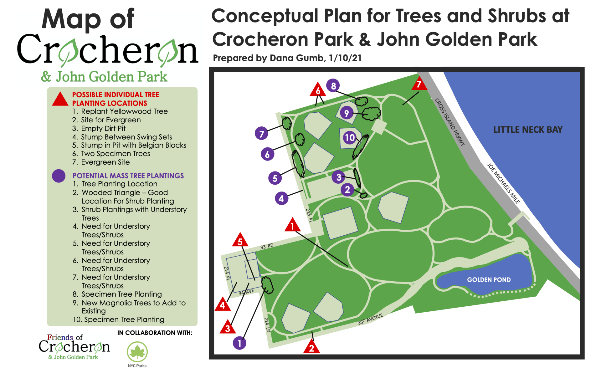 Conceptual Plan for Tree and Shrub Planting in Crocheron/John Golden Park