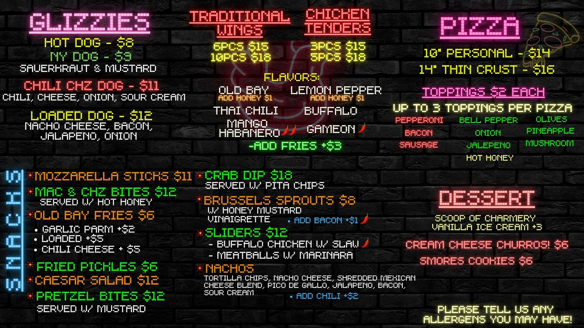Food & Drink Menus | GameOn Bar+Arcade