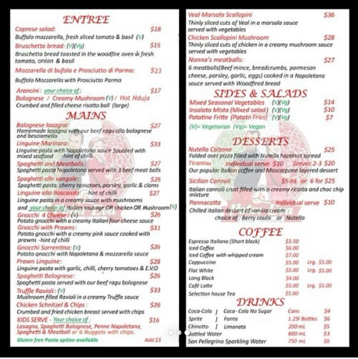 Menu | Peter Eva Pizza