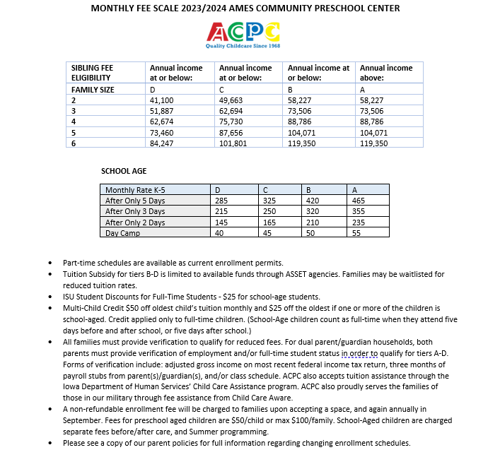 Preschool Information & Tuition | Ames, IA | ACPC