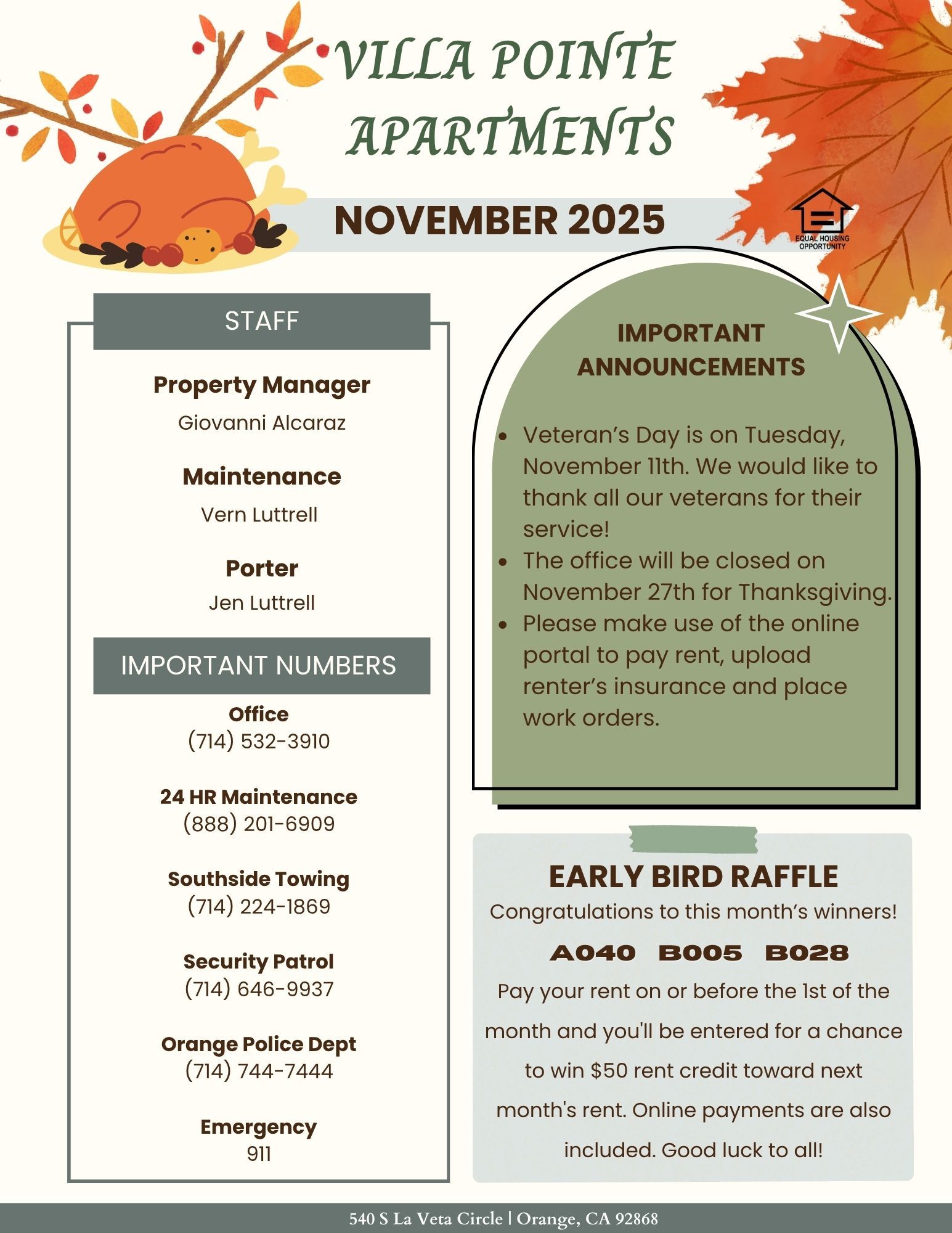 Resident Newsletter - November