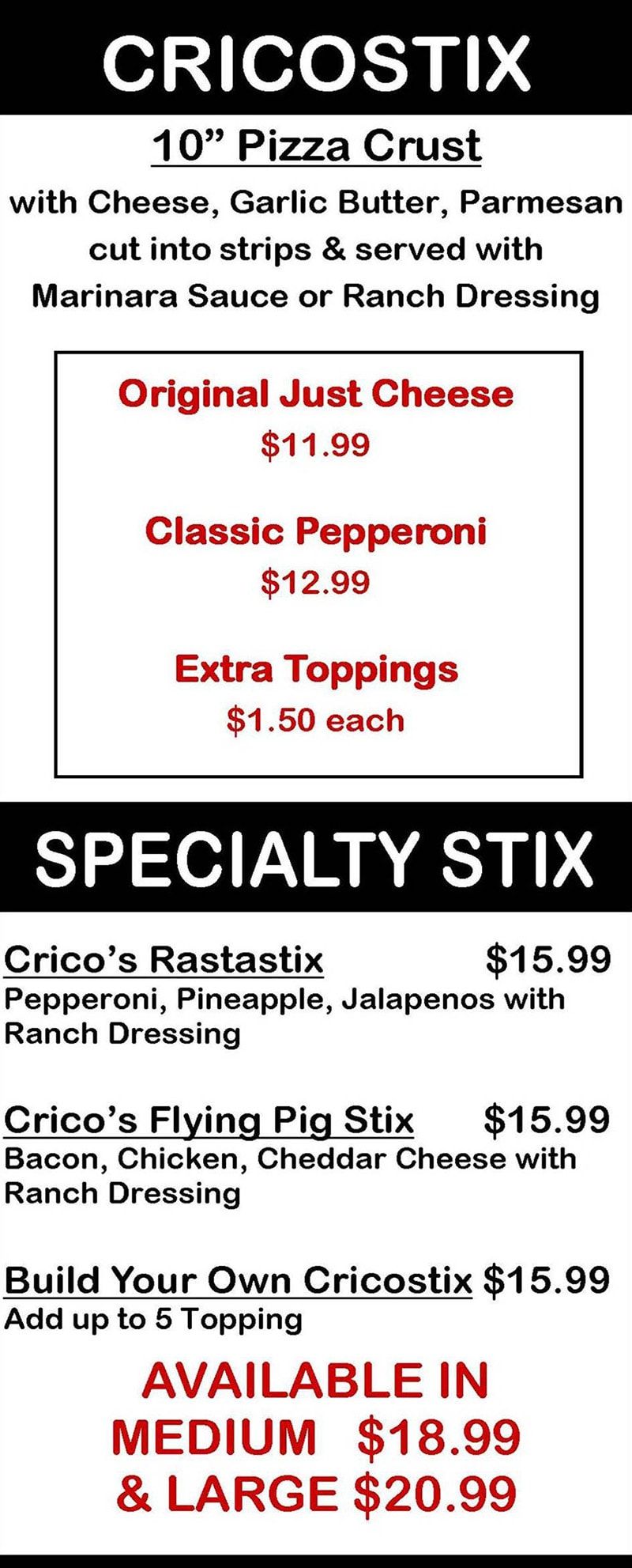 Crico's Pizza & Subs - The Best Pizza & Subs Since 1998 - Gulf Shores, AL