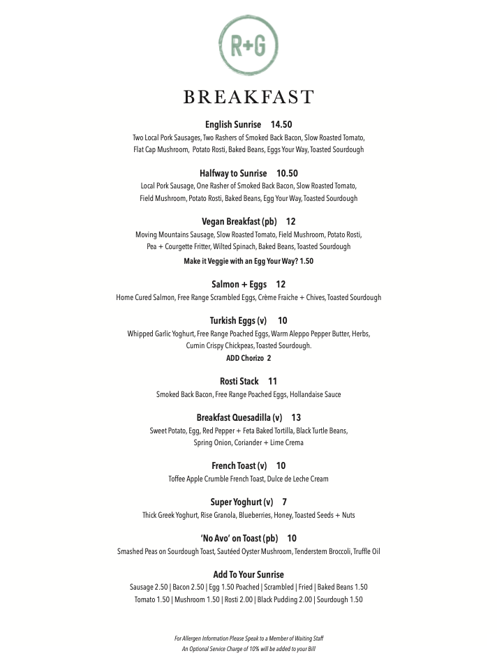 Our Menu | Rise + Grind: Breakfast & Lunch | Bishampton