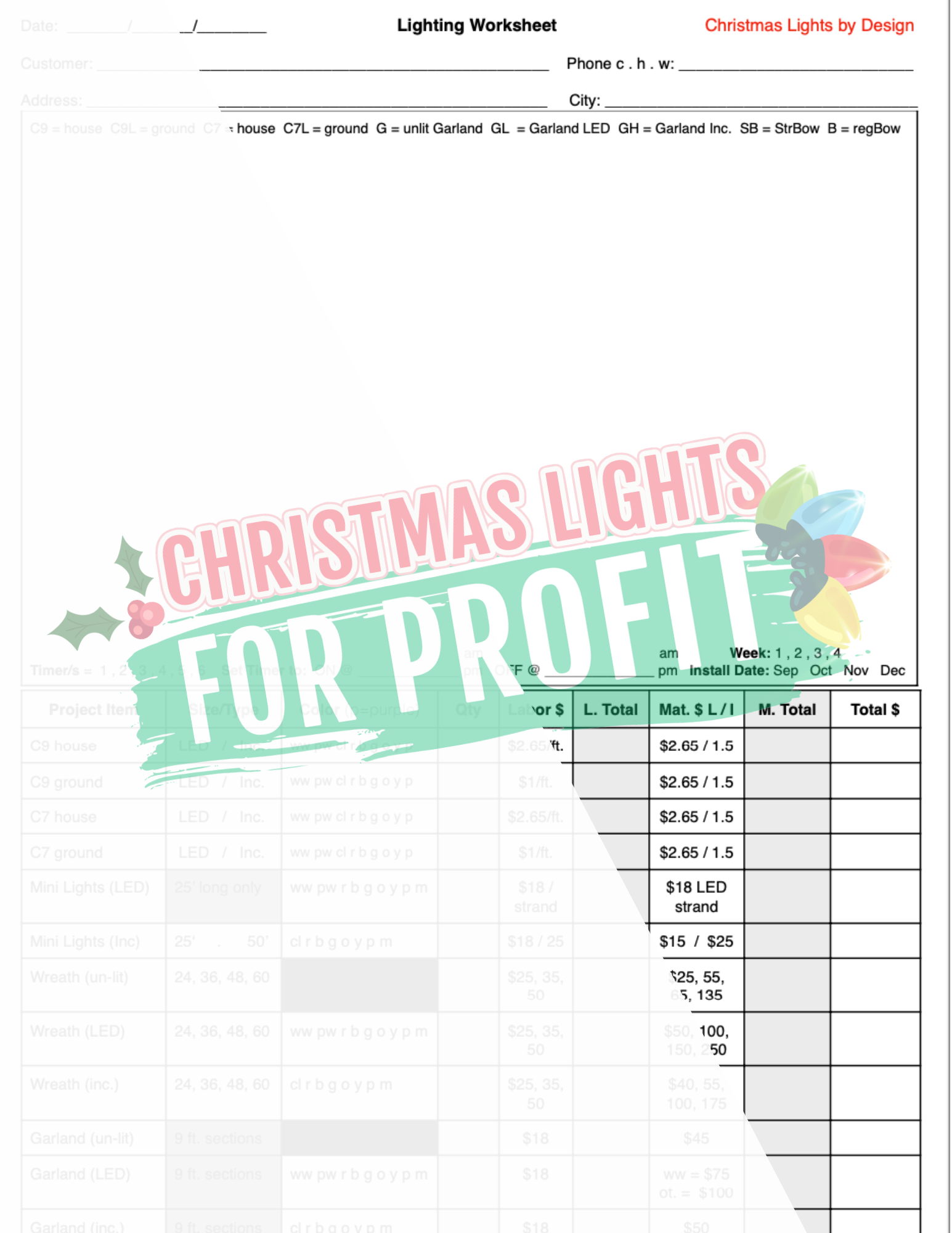 Christmas Light Training, Christmas light contract forms, and more