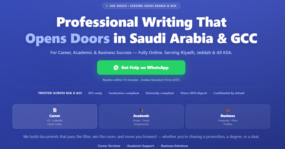 CV Writing Services in Saudi Arabia | Get Hired Fast