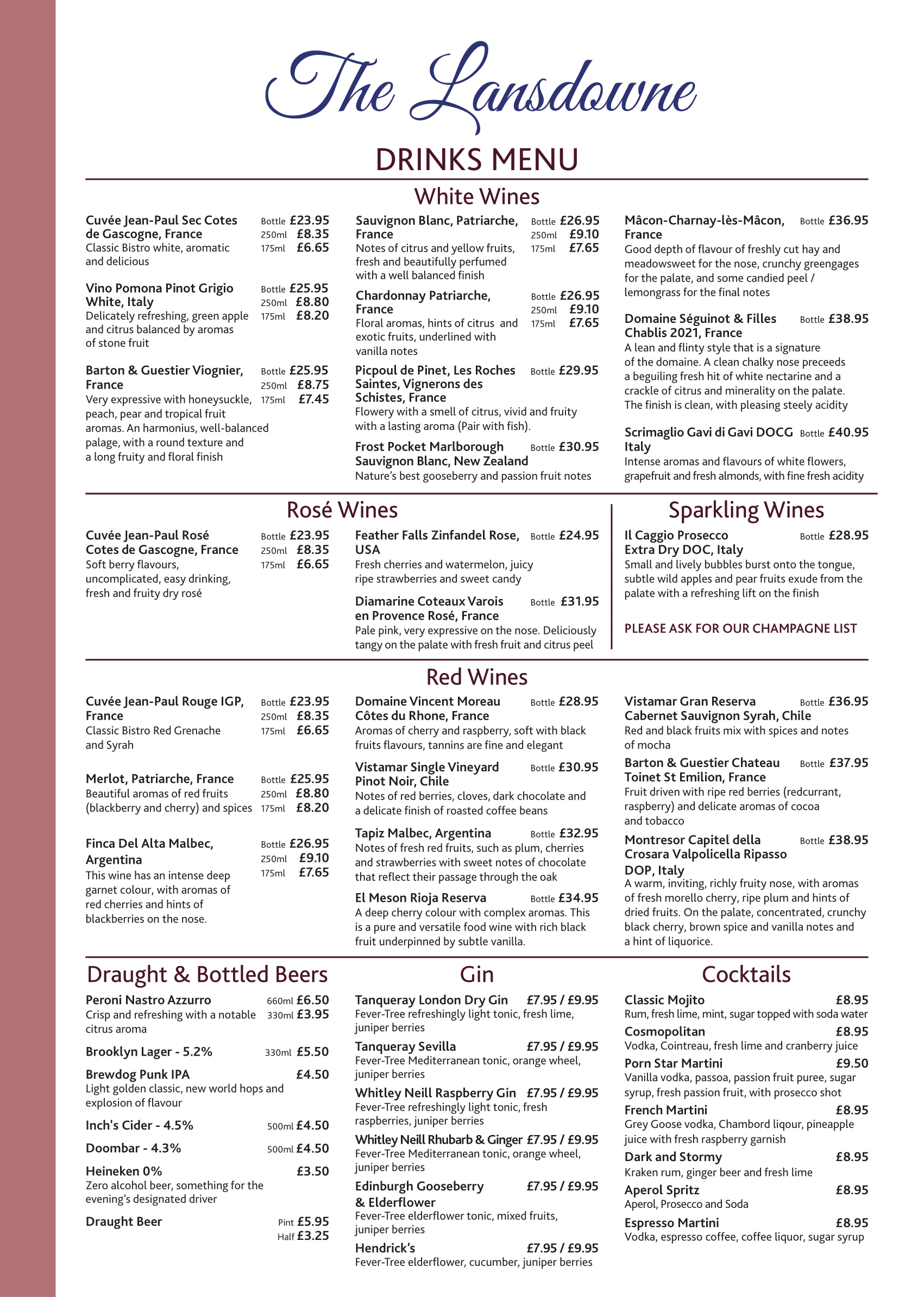 The Lansdowne Bistro | Drinks