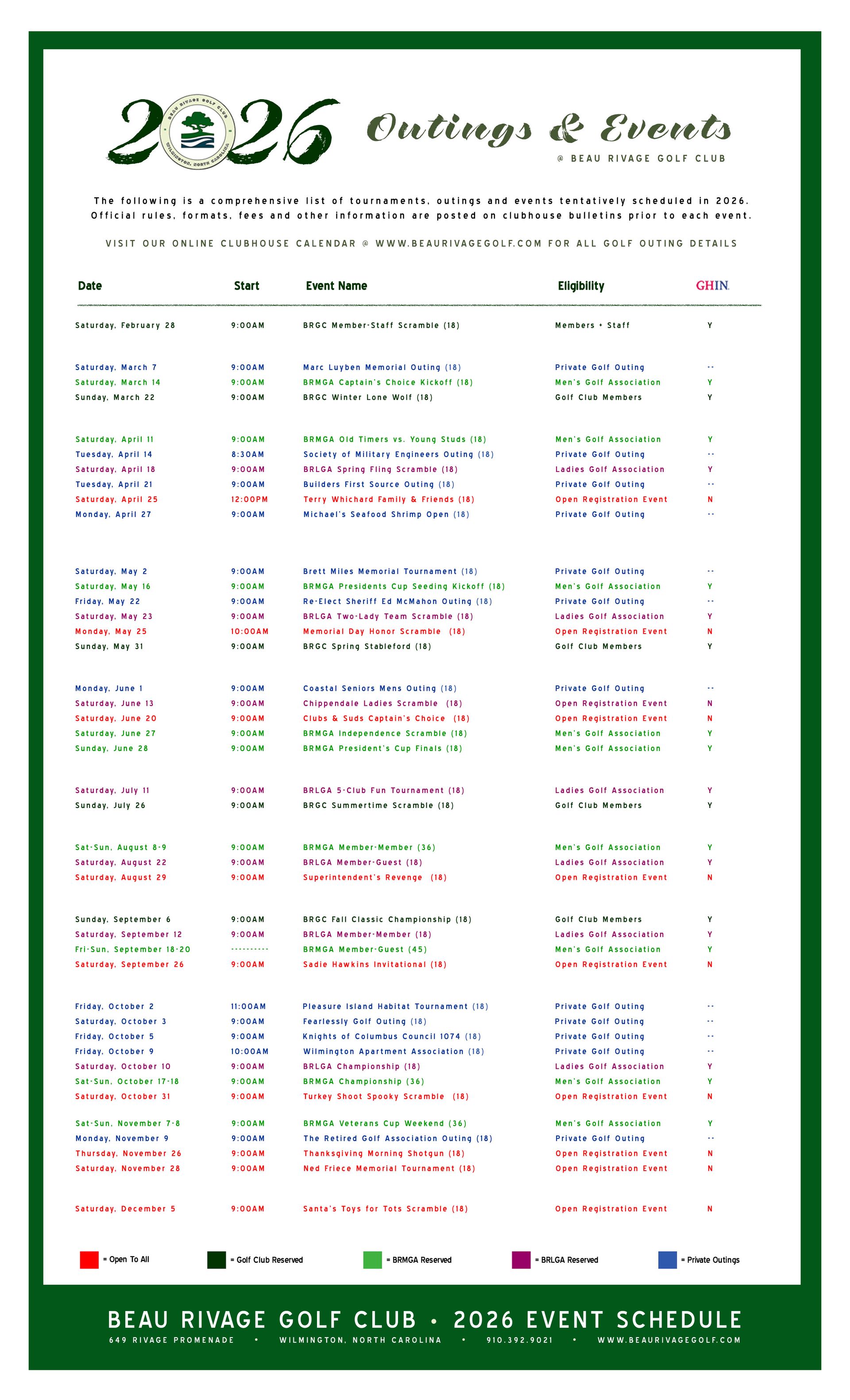 Beau Rivage - Golf Tournaments | Golf Events | Wilmington, NC