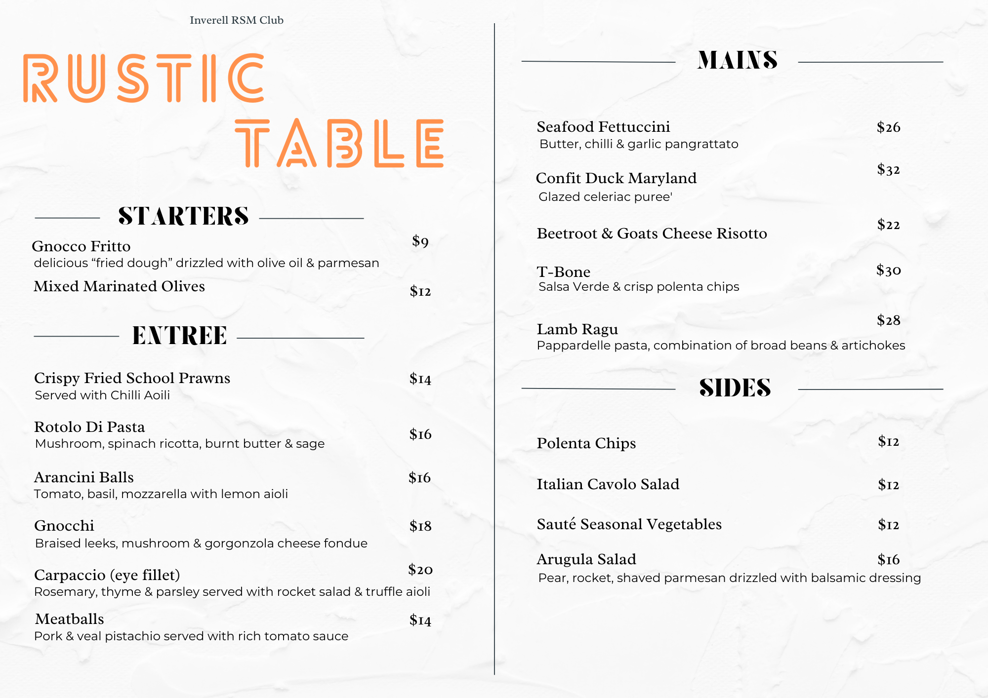 Dining | Inverell RSM Club