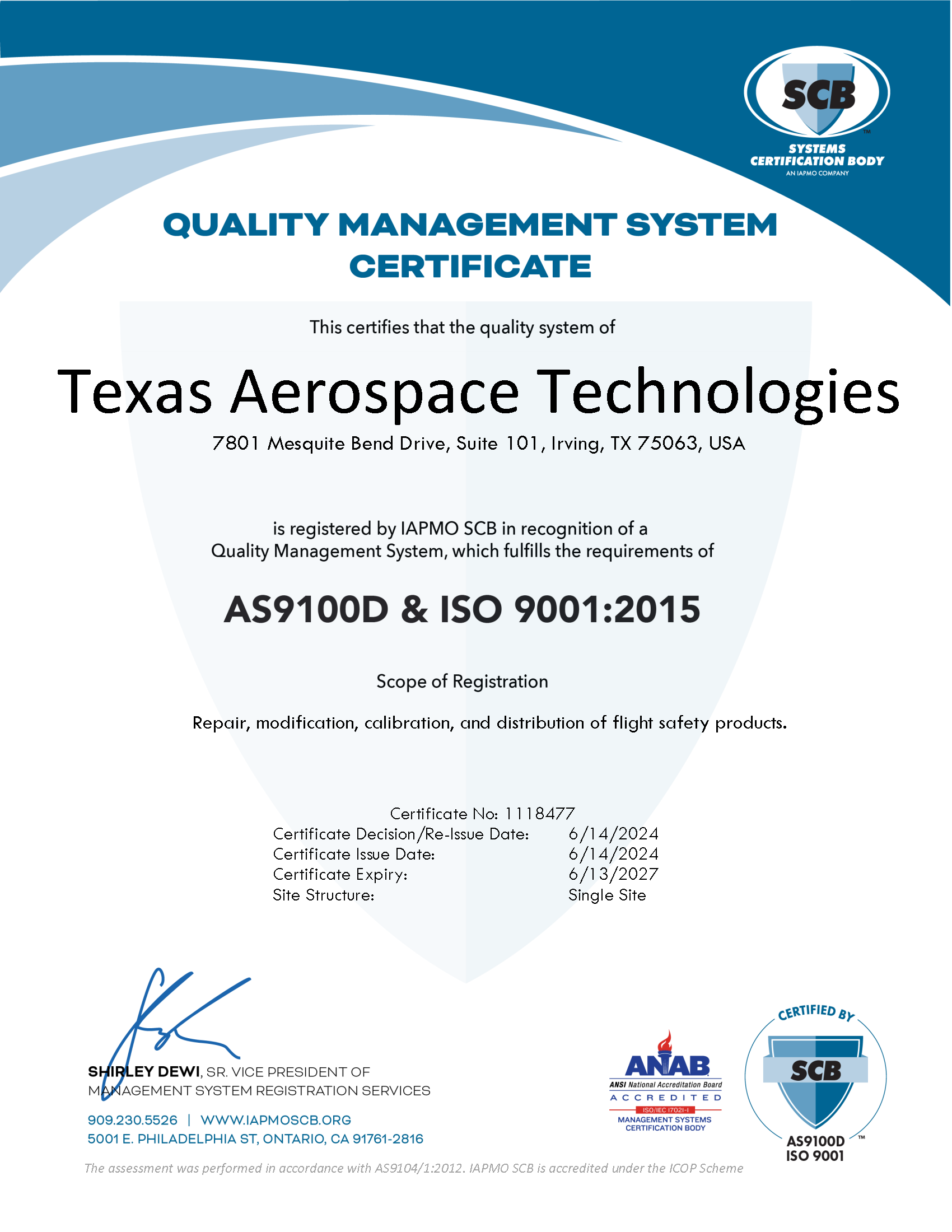Docs | TX Aerospace Technologies | ISO 9001:2015