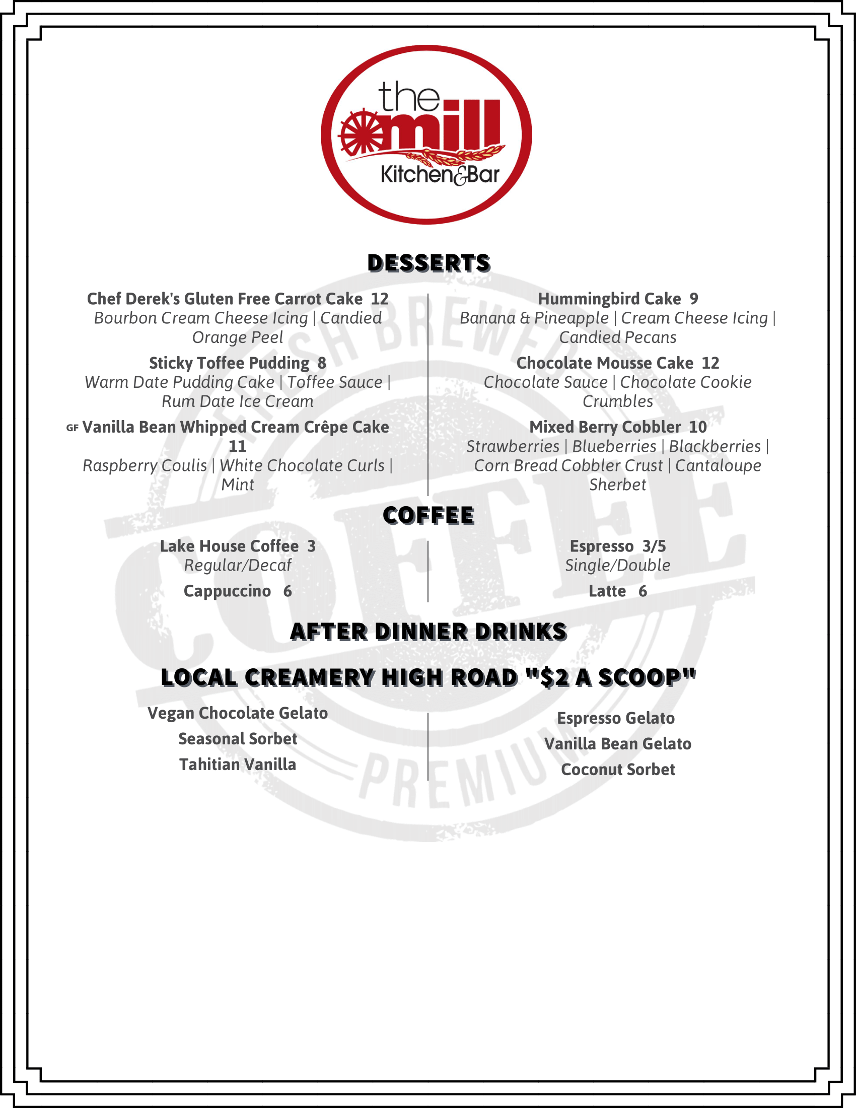 Lunch Desserts | Desserts Roswell GA | The Mill Kitchen and Bar