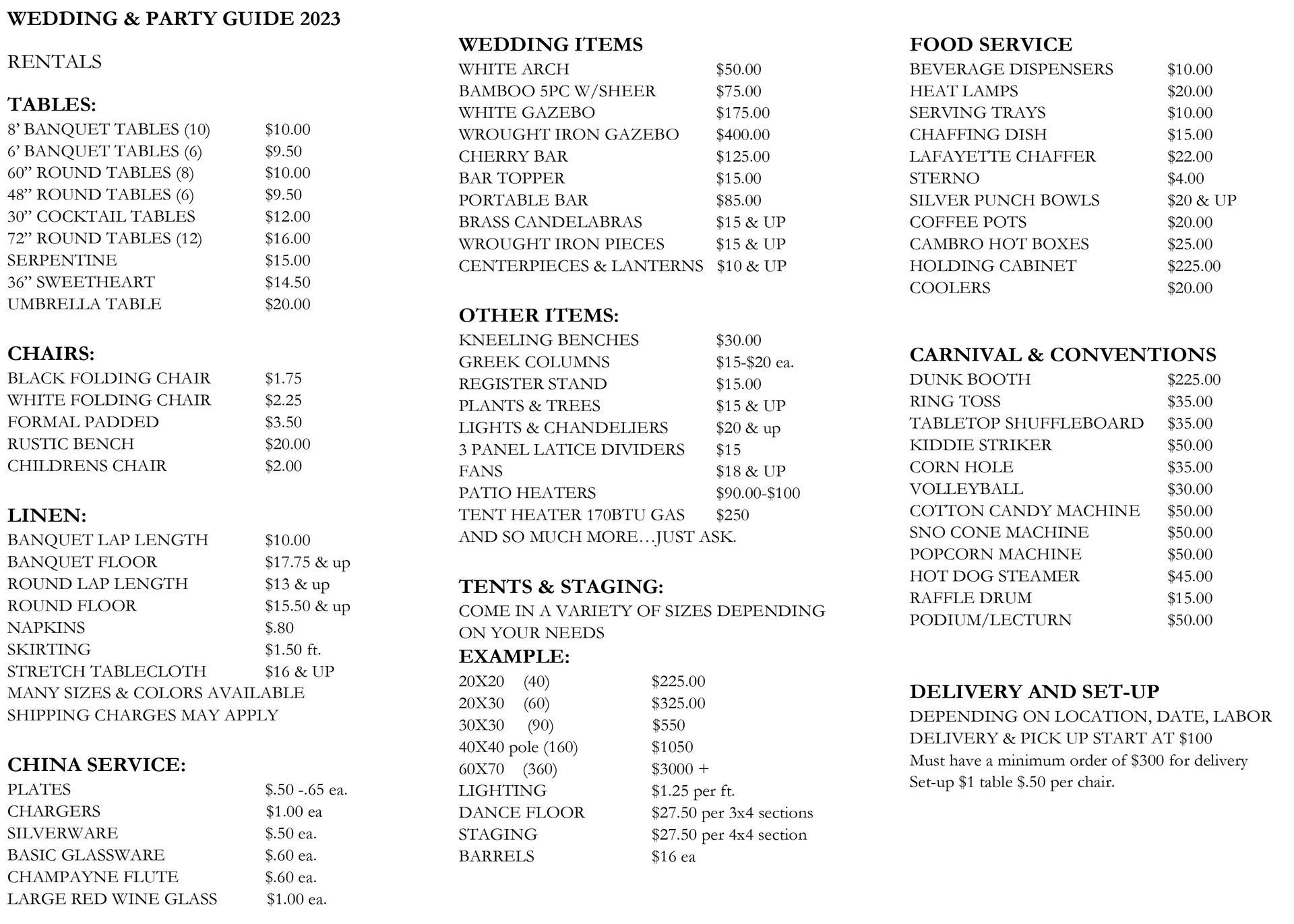 Event Supply Rentals | Myrtle Beach, SC | Rent-A-Party