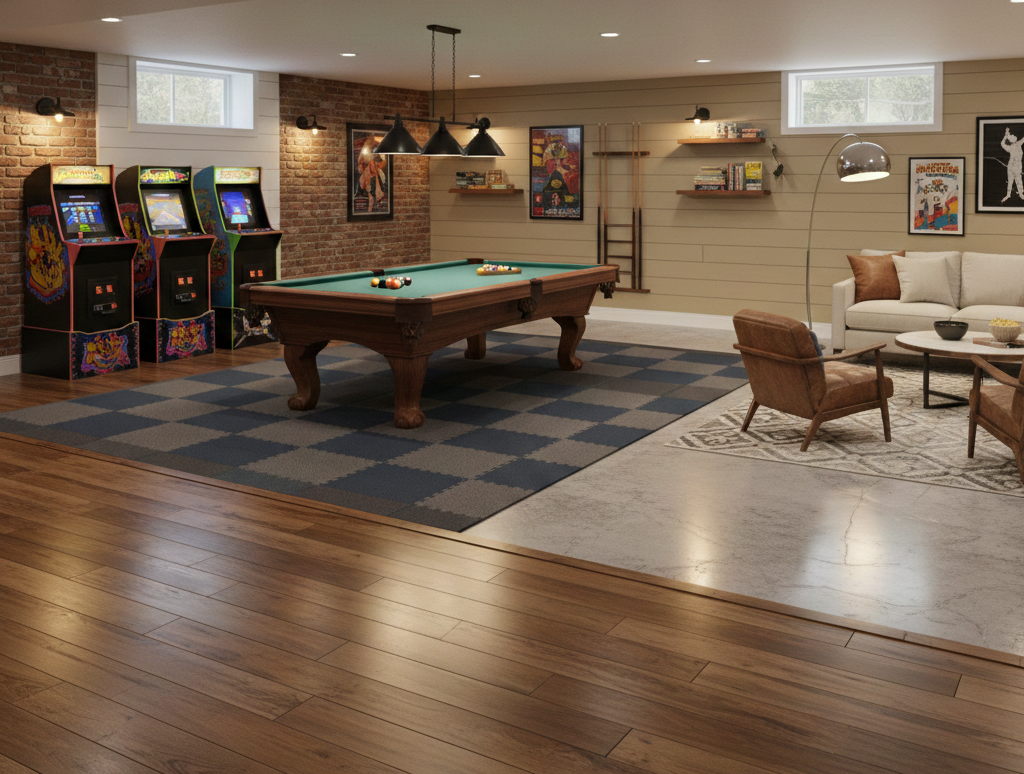Guide to Choosing the Best Flooring for a Basement Game Room